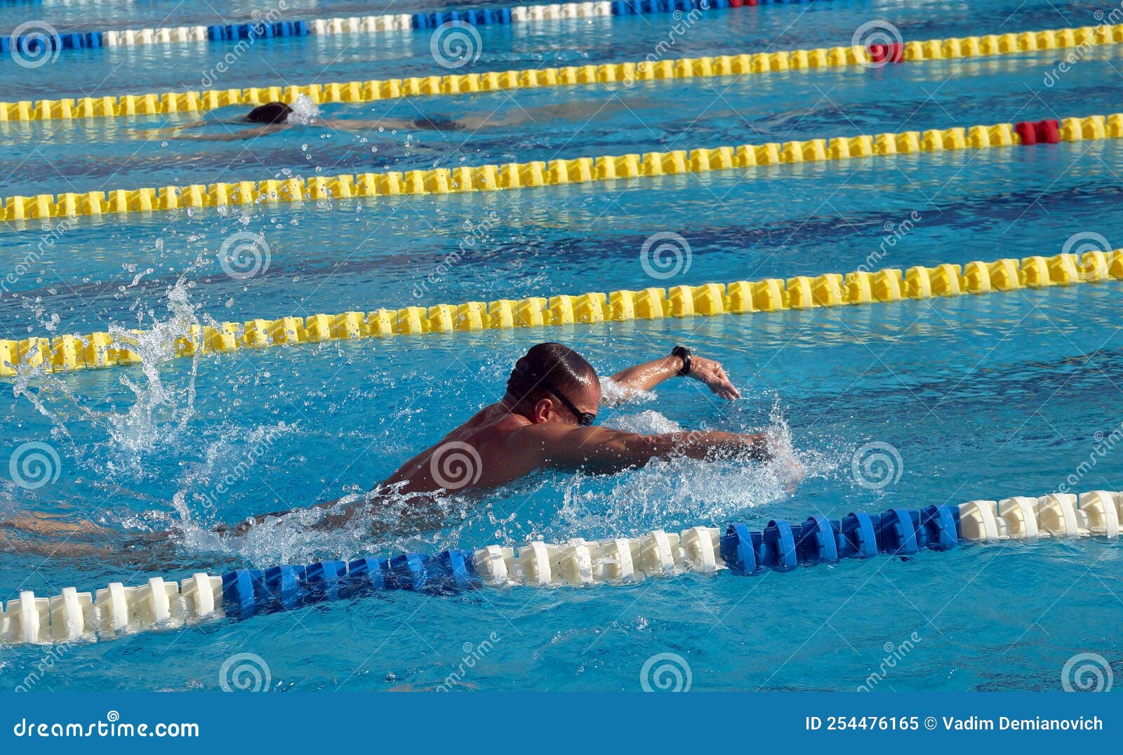 Swimmer in the Big Swimming Pool Stock Image - Image of fitness ...