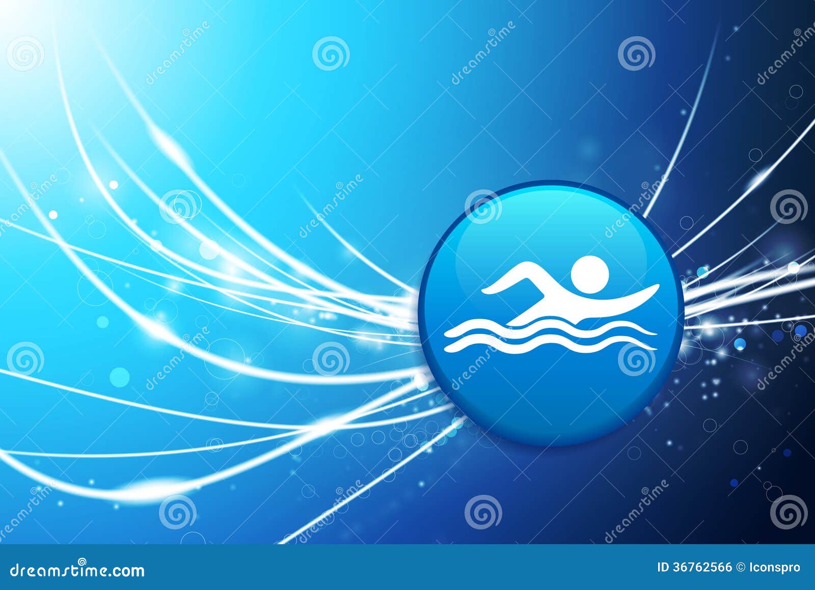 Swimmer Button on Blue Abstract Light Background Stock Illustration ...