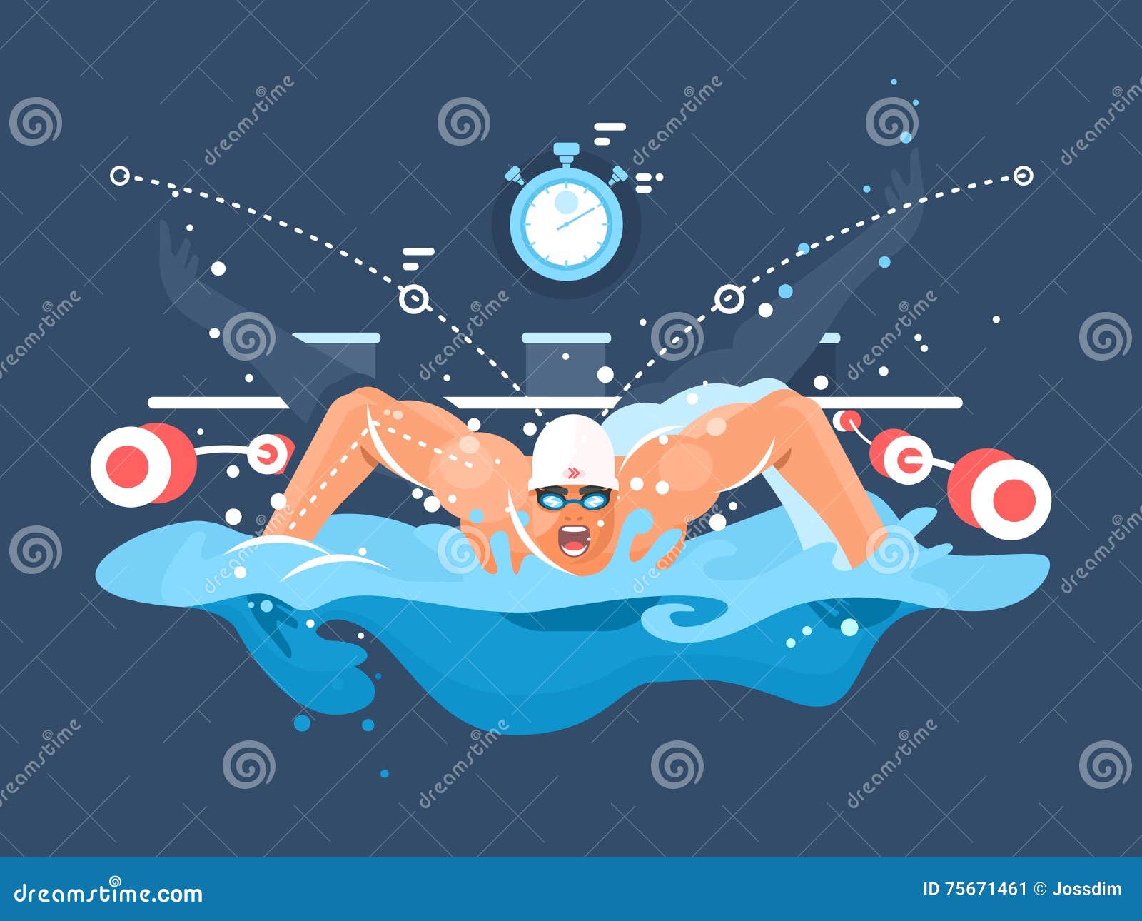Swimmer in competition stock vector. Illustration of pool - 75671461