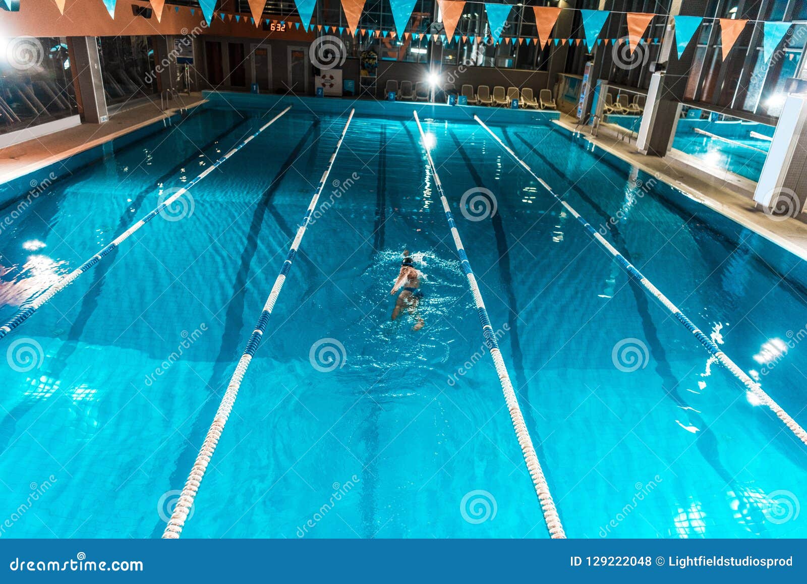 Overhead View of Swimmer in Competition Swimming Stock Photo - Image of ...