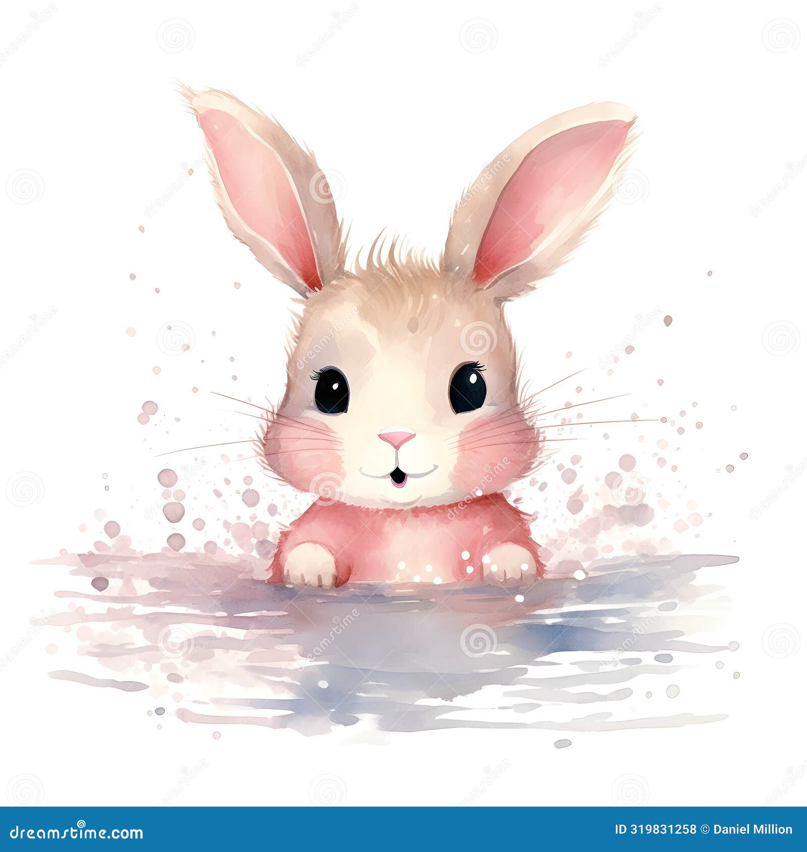 Swimmer Cute Bunny Blue Cute Bunny Watercolor Royalty-Free Stock Photo ...
