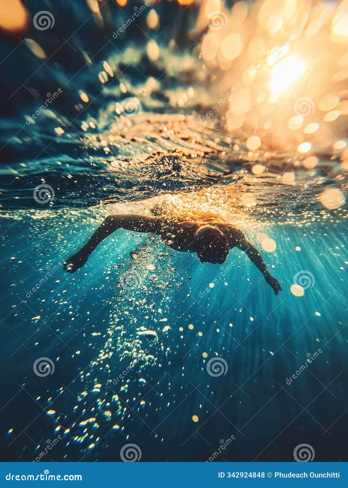 Swimmer Diving into Clear Pool Water Under Sunlight Stock Illustration ...