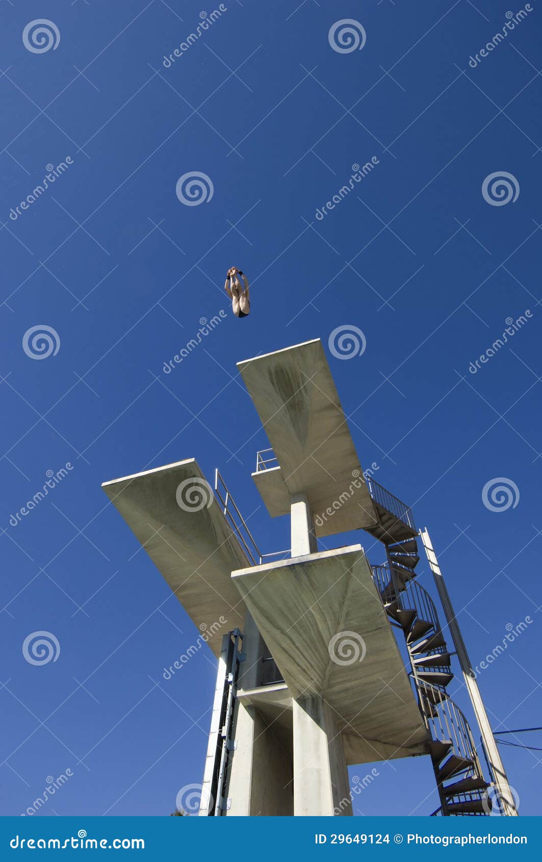 Swimmer Diving from Springboard Stock Photo - Image of copyspace ...