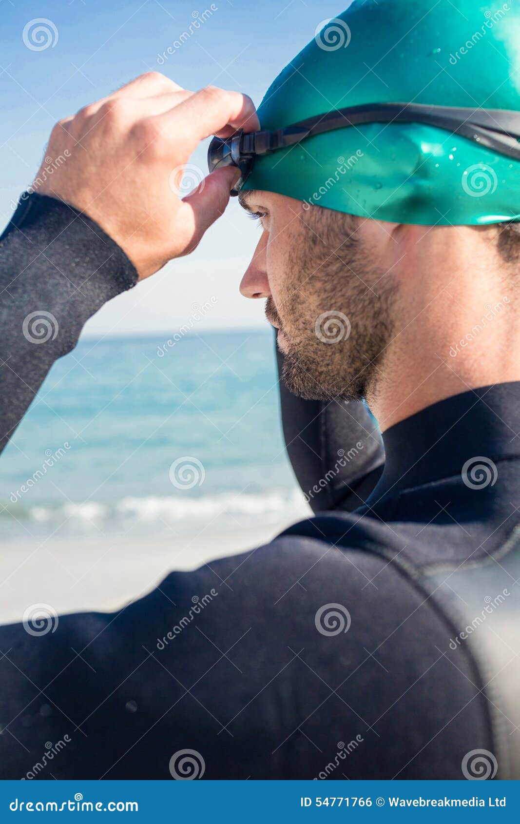 Swimmer Getting Ready at the Beach Stock Photo - Image of healthy ...
