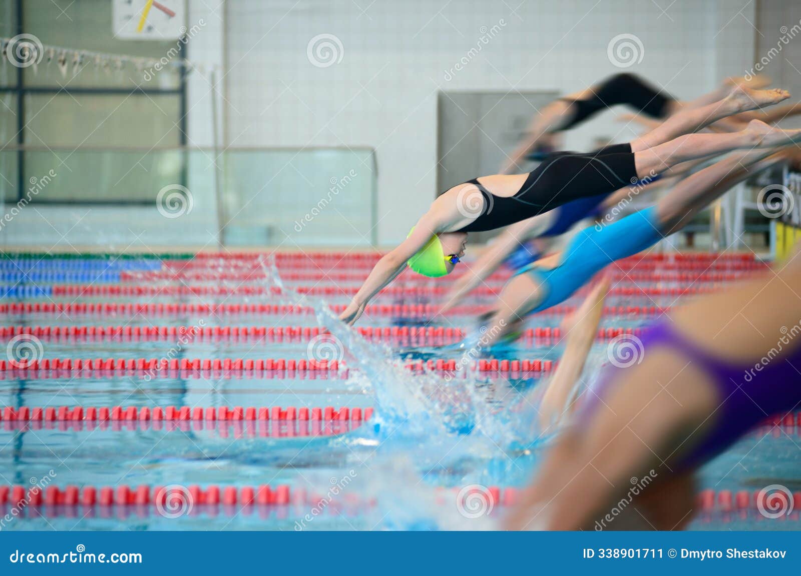 Starting Table With Numbers For Diving In Olympic Pool. Swimming Pool ...