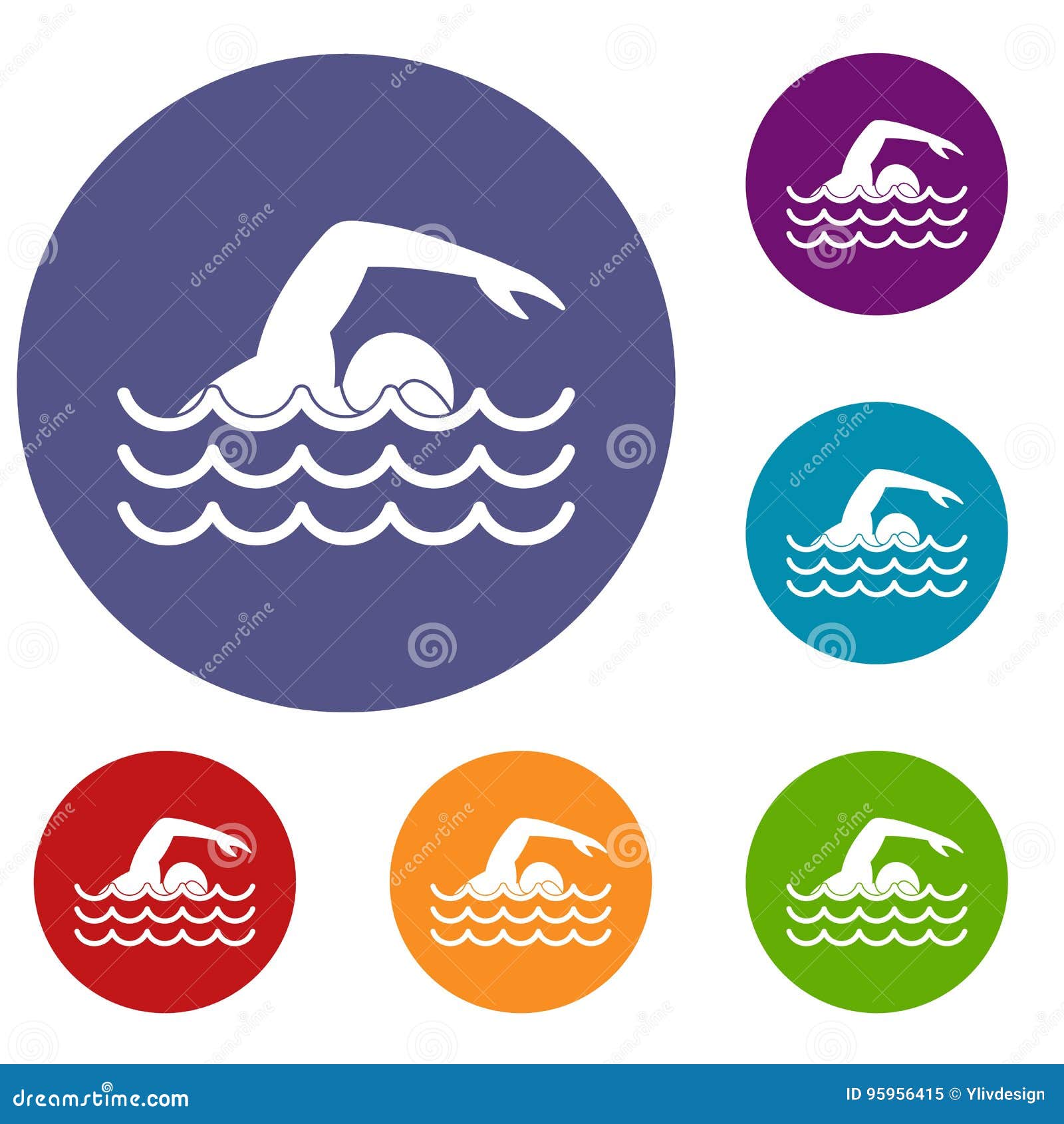 Swimmer icons set stock vector. Illustration of activity - 95956415