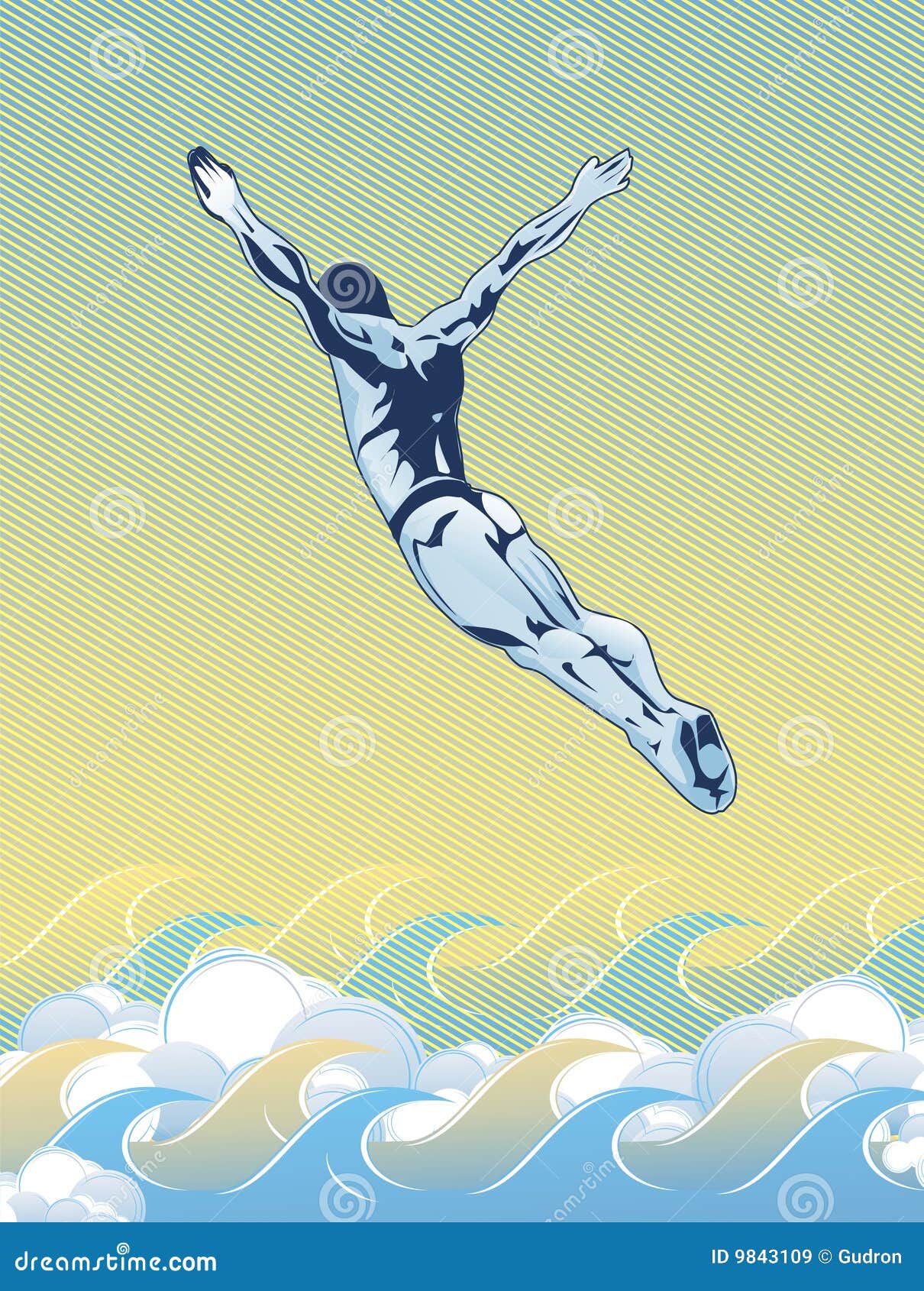 Swimmer Jump into the Waves Stock Vector - Illustration of discipline ...