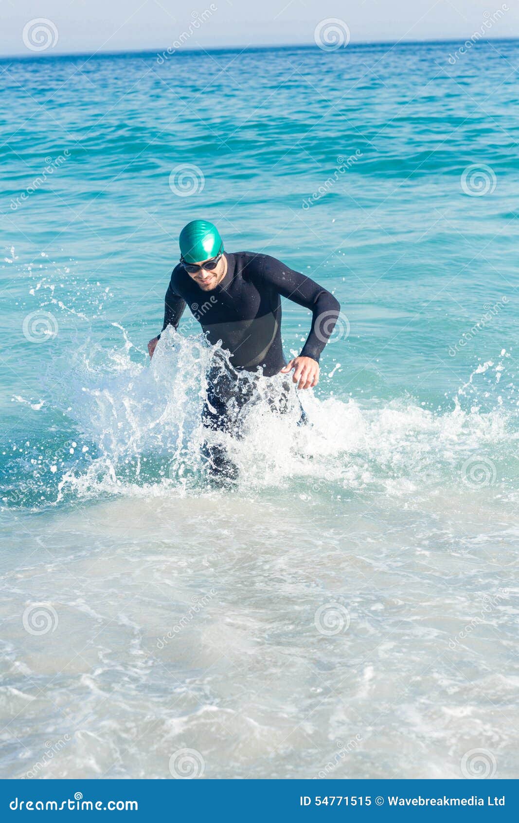 Swimmer Running in the Ocean Stock Image - Image of lifestyle, vacation ...