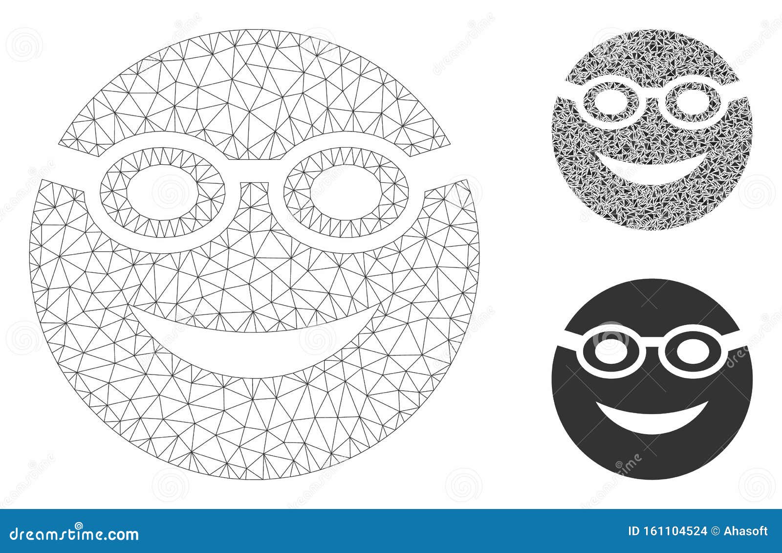 Swimmer Smiley Vector Mesh 2D Model and Triangle Mosaic Icon Stock ...