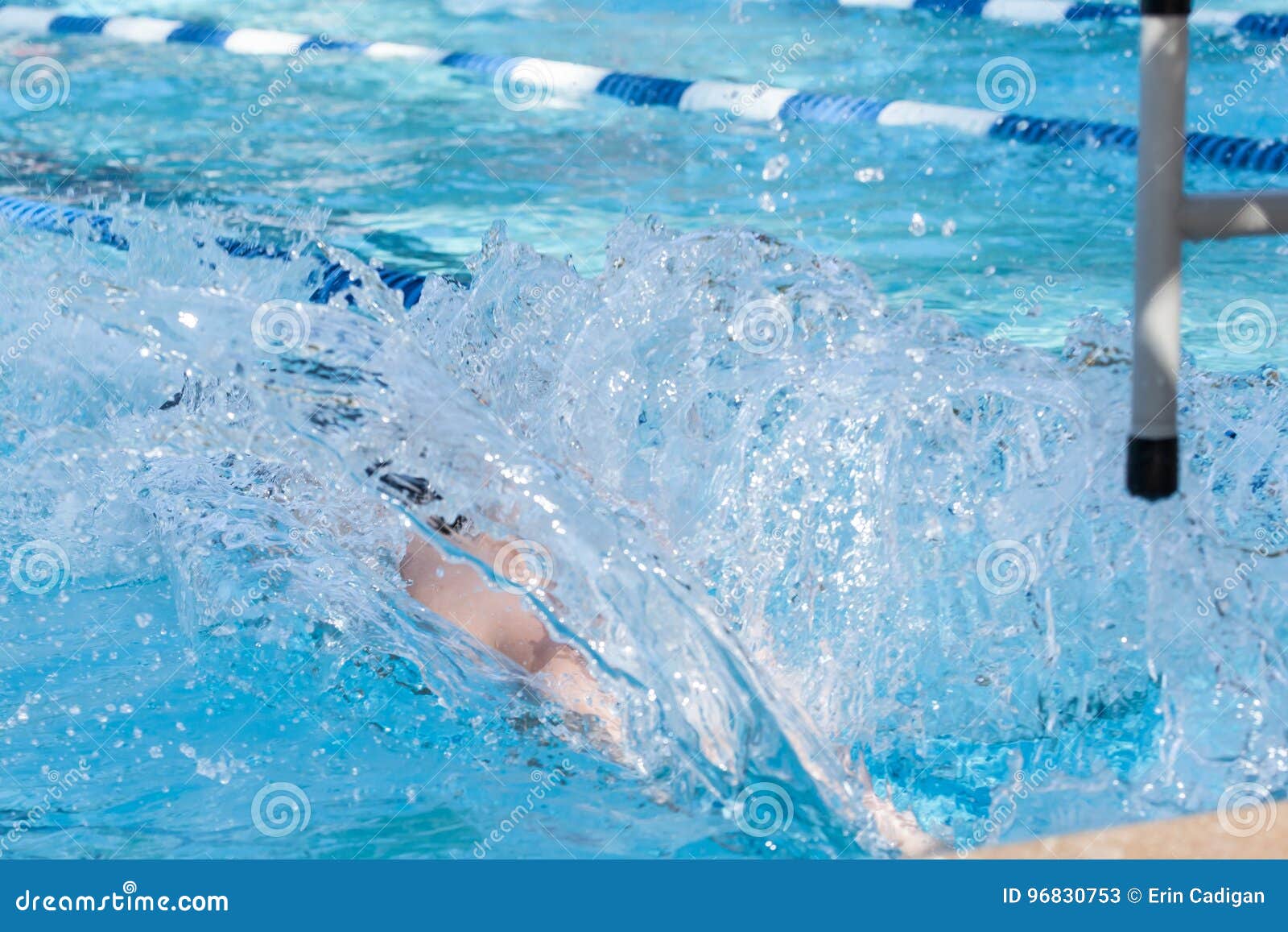 Swimmer Splashes at Backstroke Start Stock Image - Image of competition ...