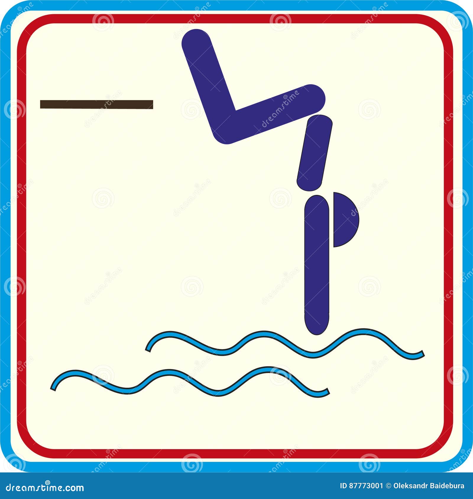 Swimmer on a Springboard, Jumping into the Water - Icon. Stock ...
