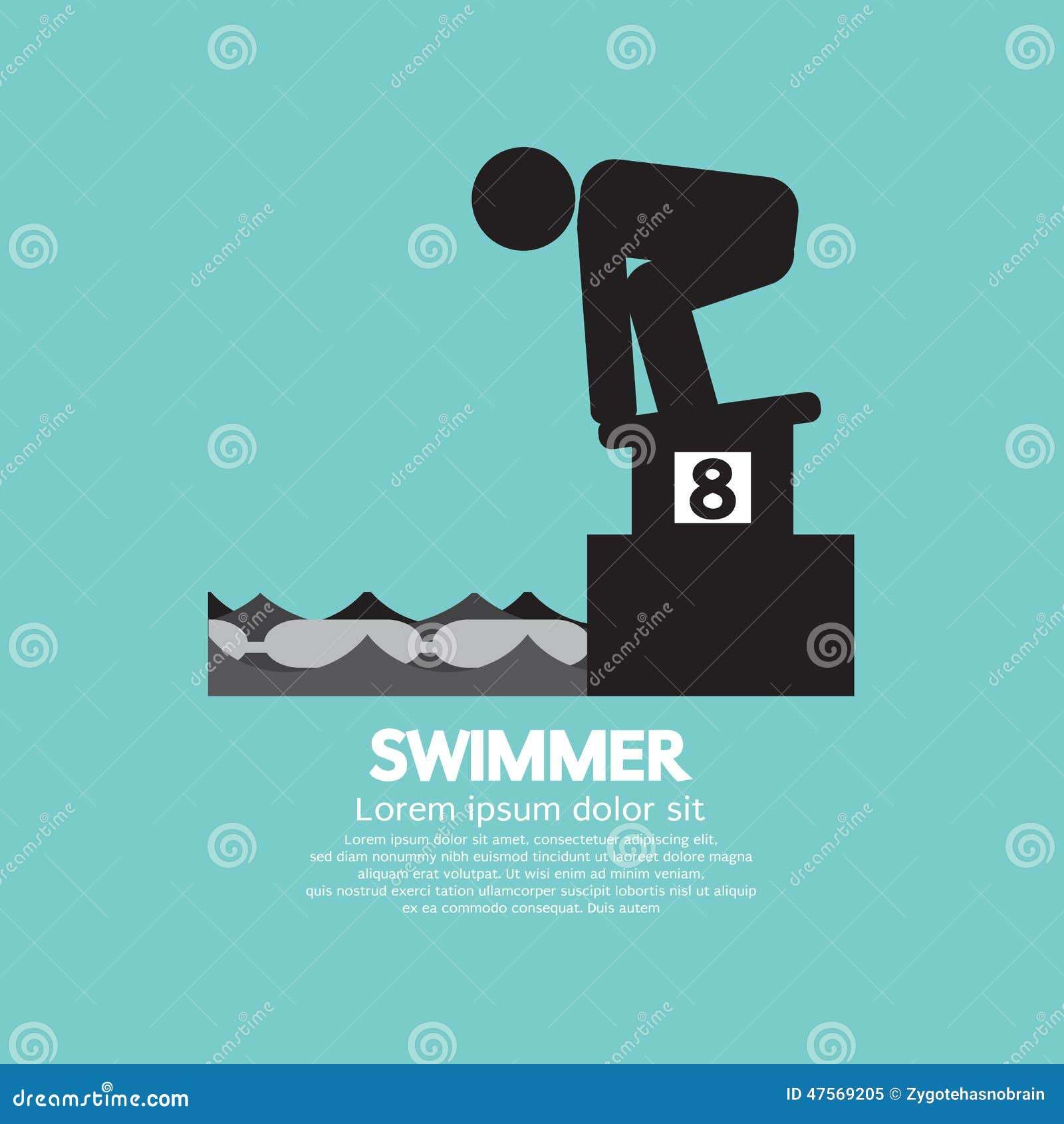 Swimmer At Starting Block Symbol Cartoon Vector | CartoonDealer.com ...