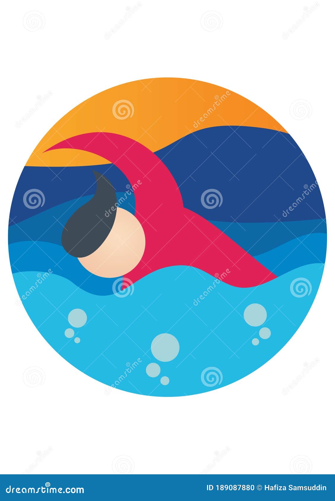 Swimmer Swimming. Vector Illustration Decorative Design Stock Vector ...
