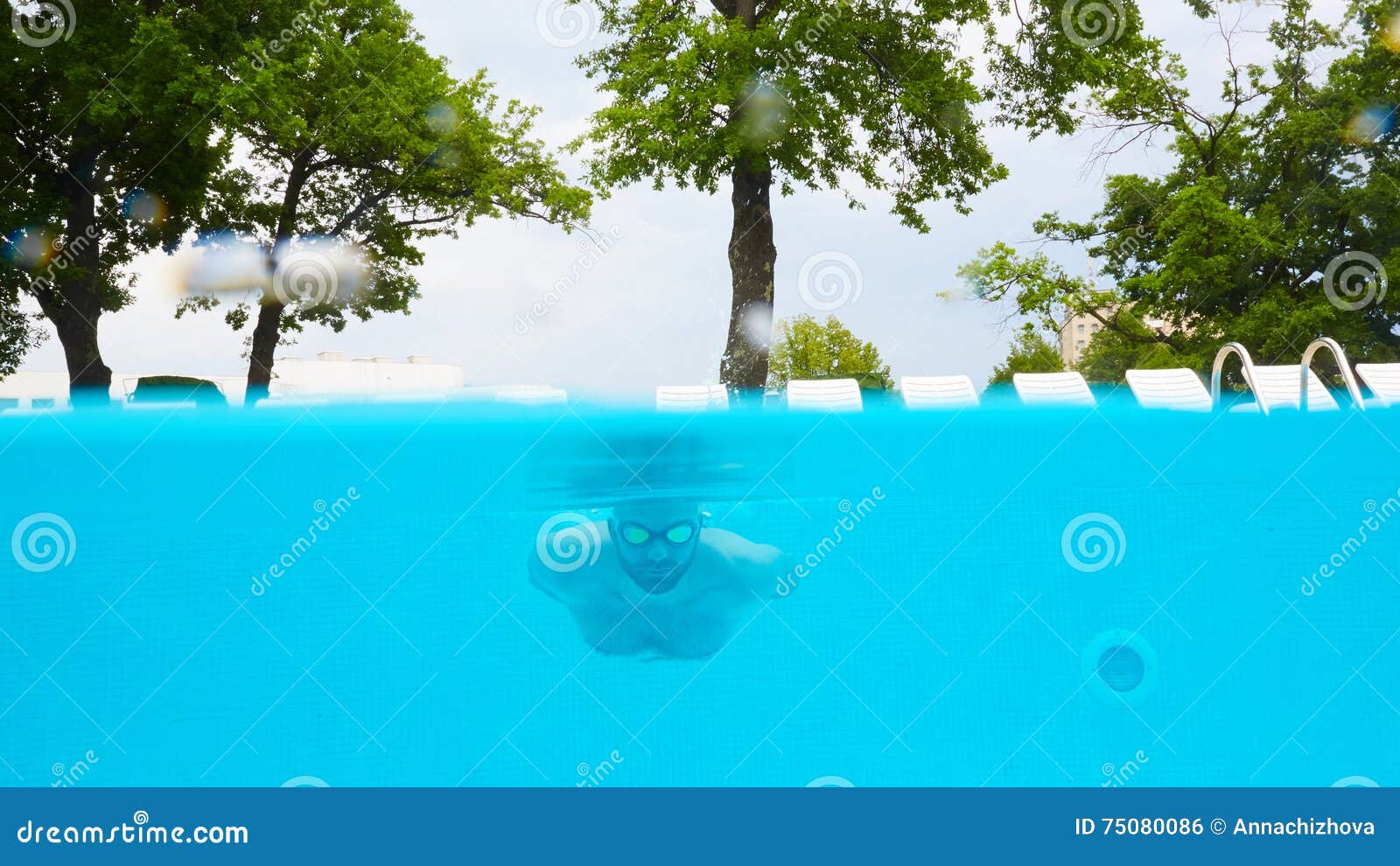 Swimmer Under Water in Pool Stock Photo - Image of gogles, active: 75080086