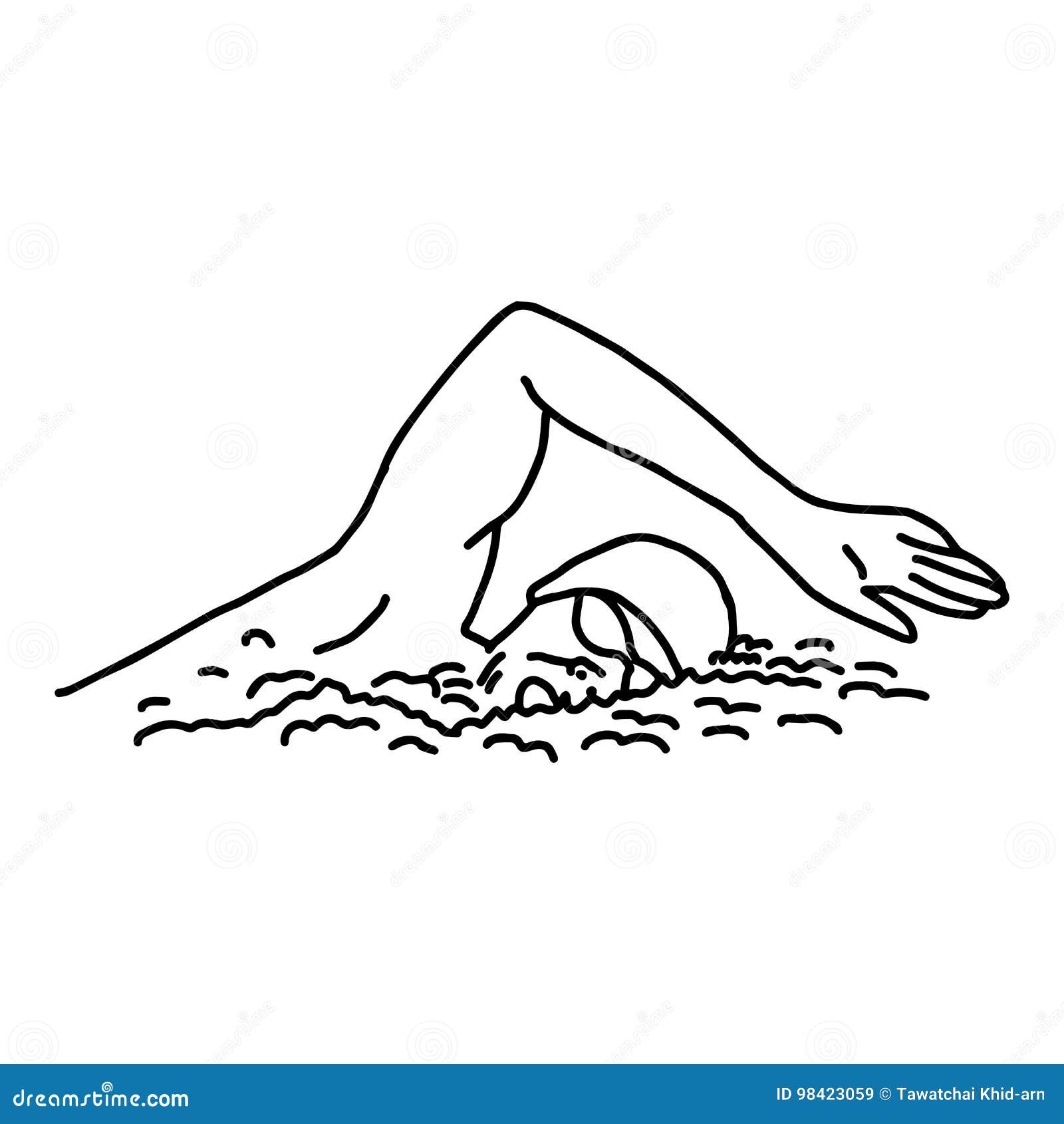 Swimmer - Vector Illustration Sketch Hand Drawn with Black Lines Stock ...