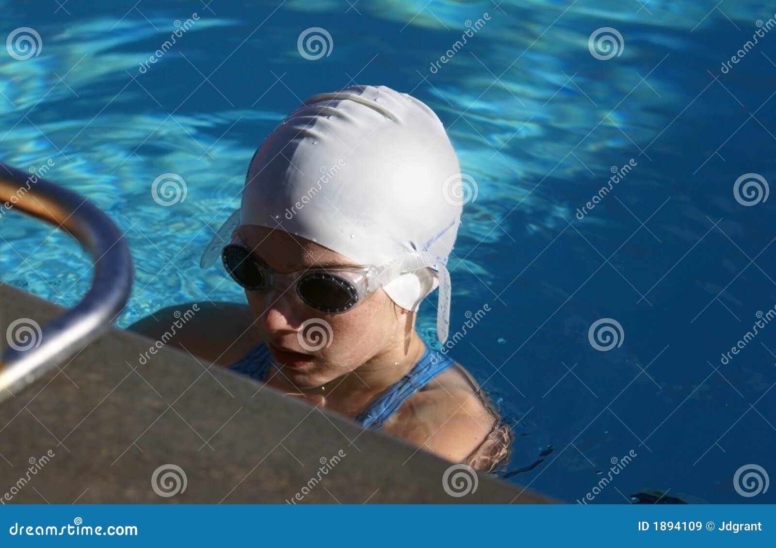 Swimmer Waiting to Swim stock image. Image of pool, goggles - 1894109
