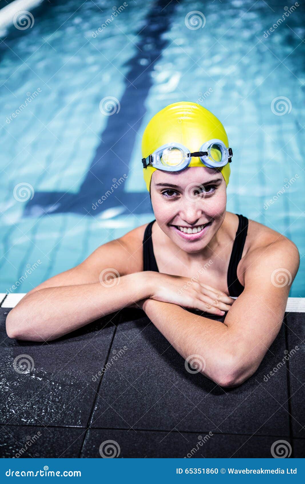 Swimmer Woman Lean Edge Swimming Pool Stock Photos - Free & Royalty ...