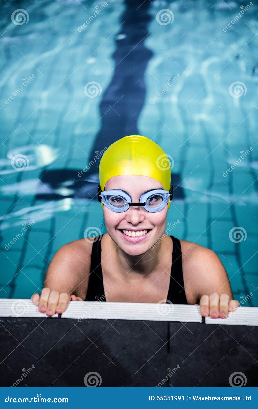 Swimmer Woman Lean on the Edge of the Swimming Pool Stock Image - Image ...