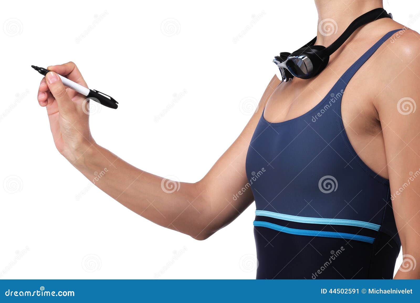 Swimmer writing something stock image. Image of training - 44502591