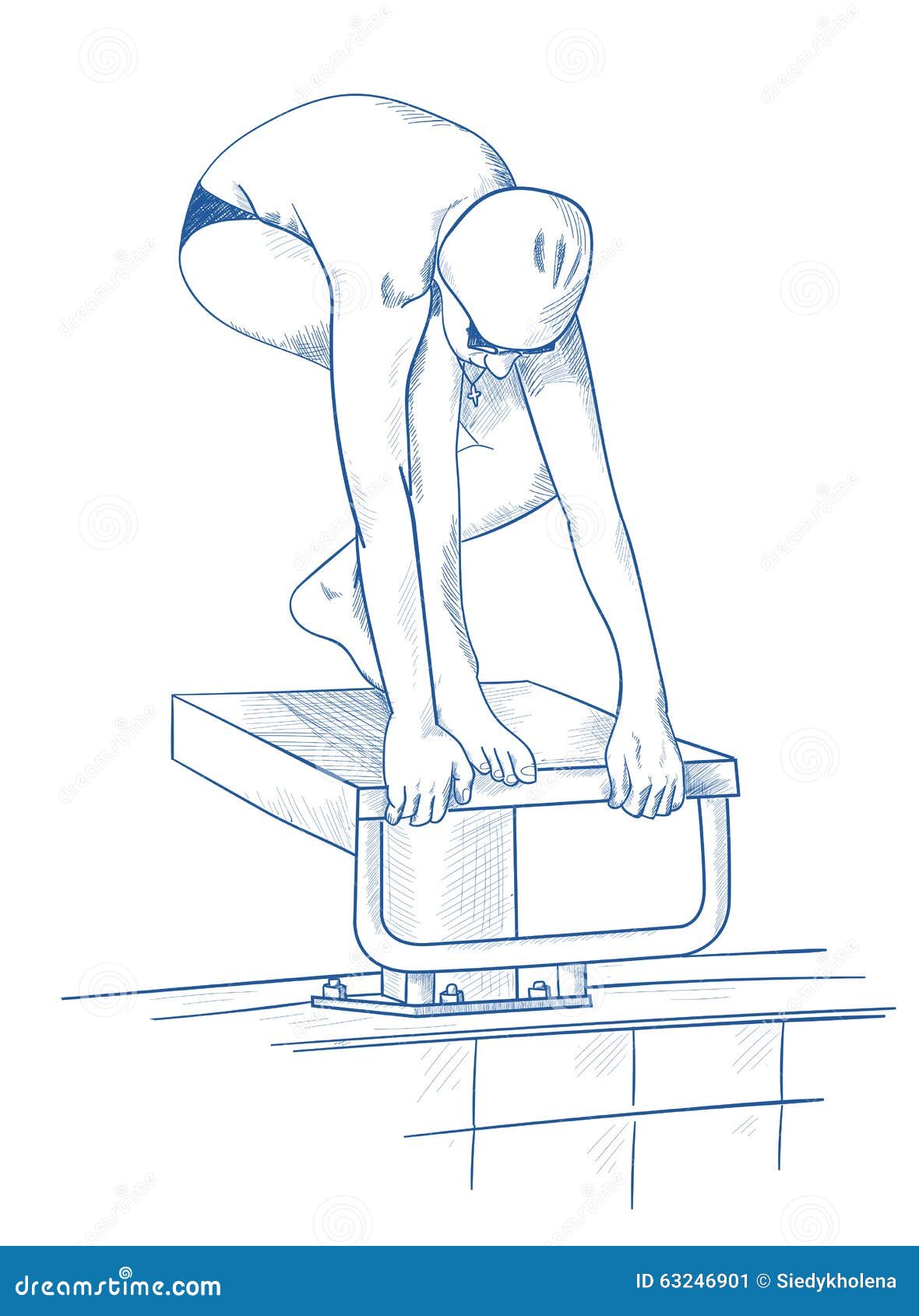 Swimmers Athletes , Preparing To Jump Stock Illustration - Illustration ...