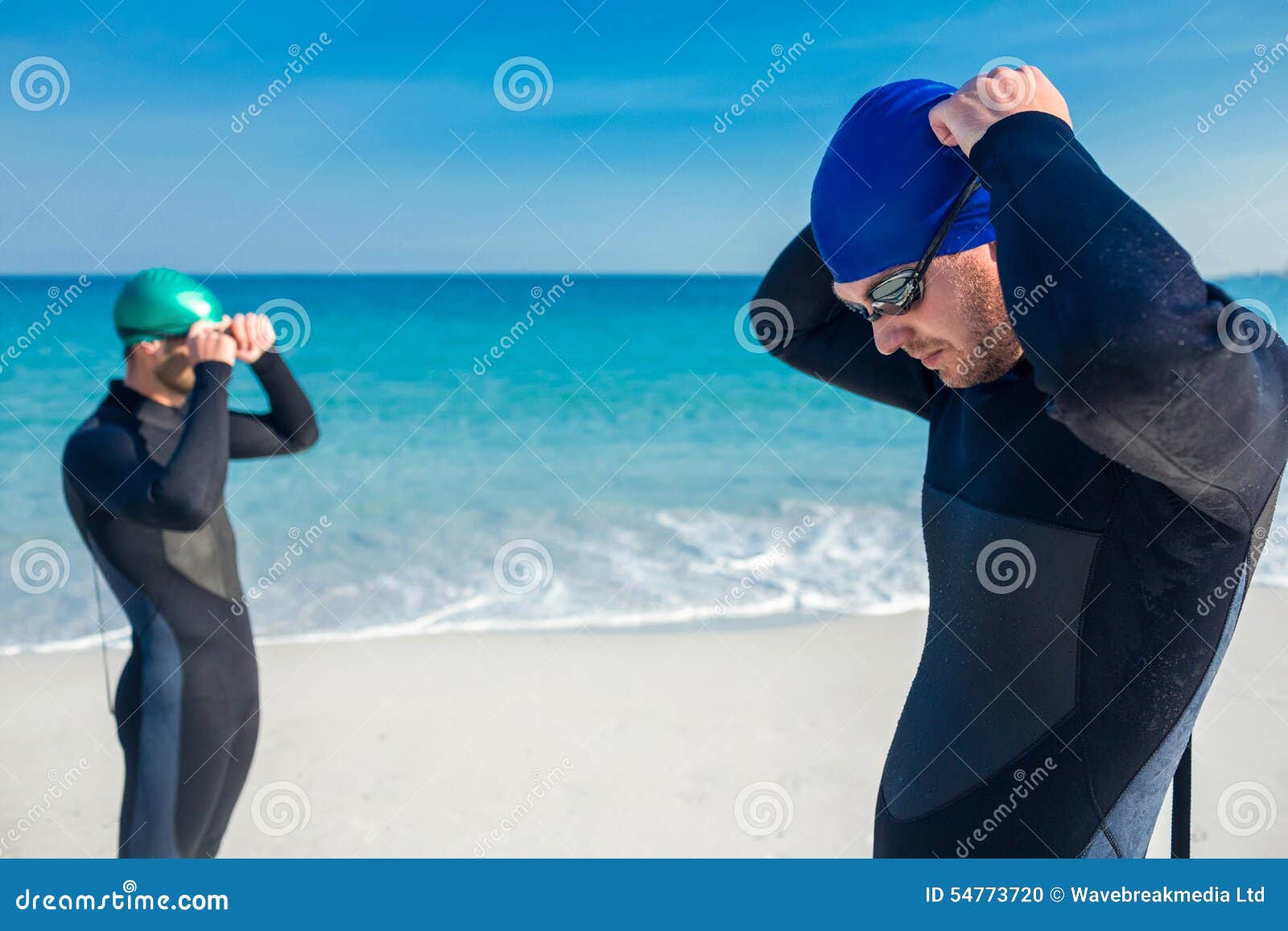 Swimmers Getting Ready at the Beach Stock Photo - Image of ocean ...