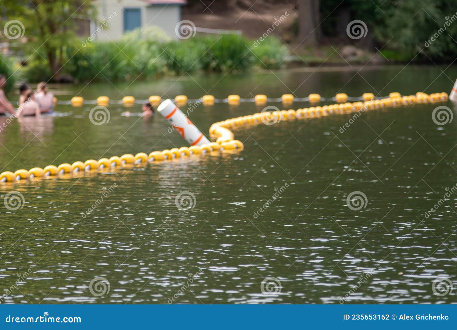 Swimming Area Border Marked with Red and Orange Floats Stock Photo ...