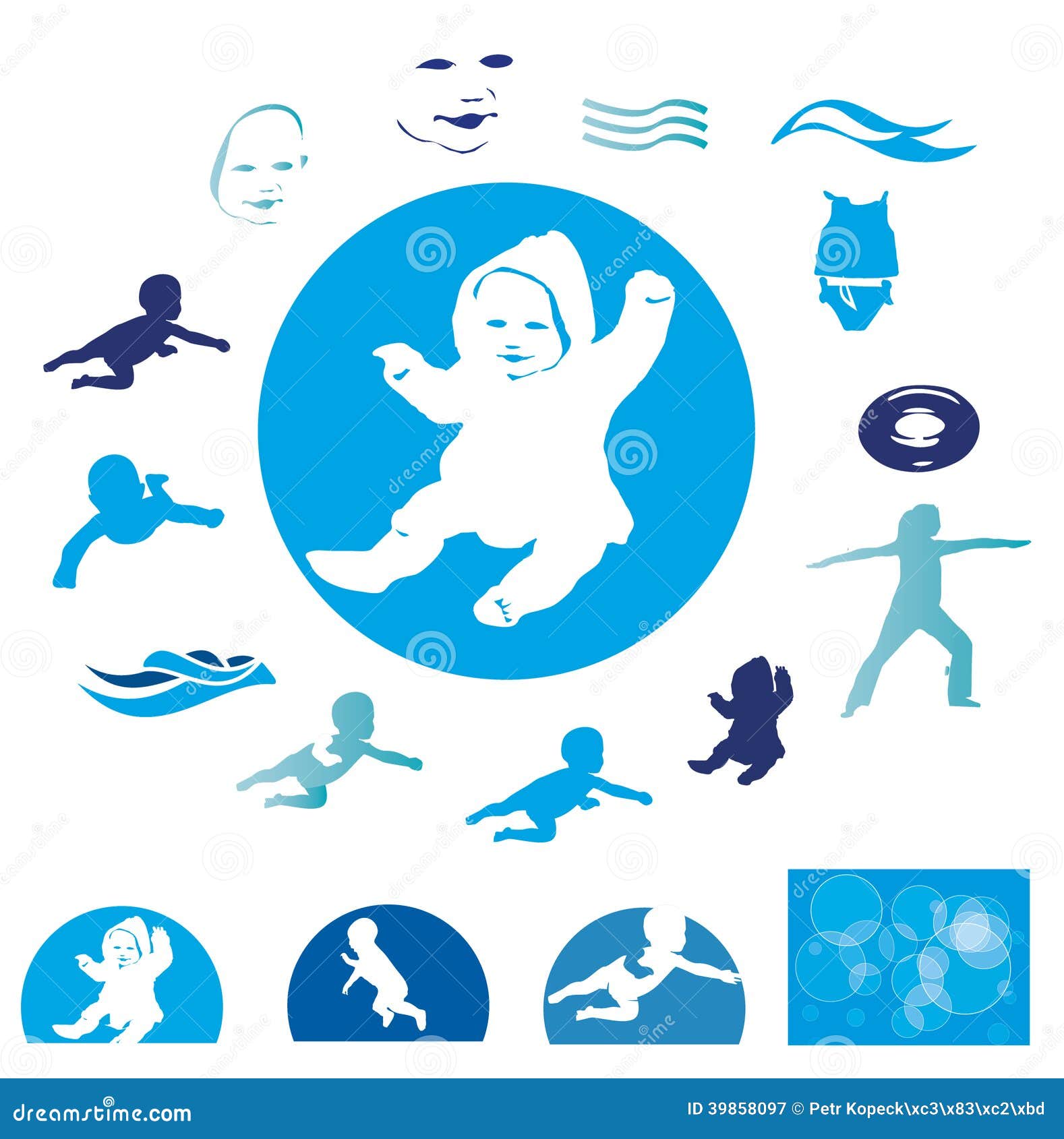 Swimming babies stock illustration. Illustration of swim - 39858097