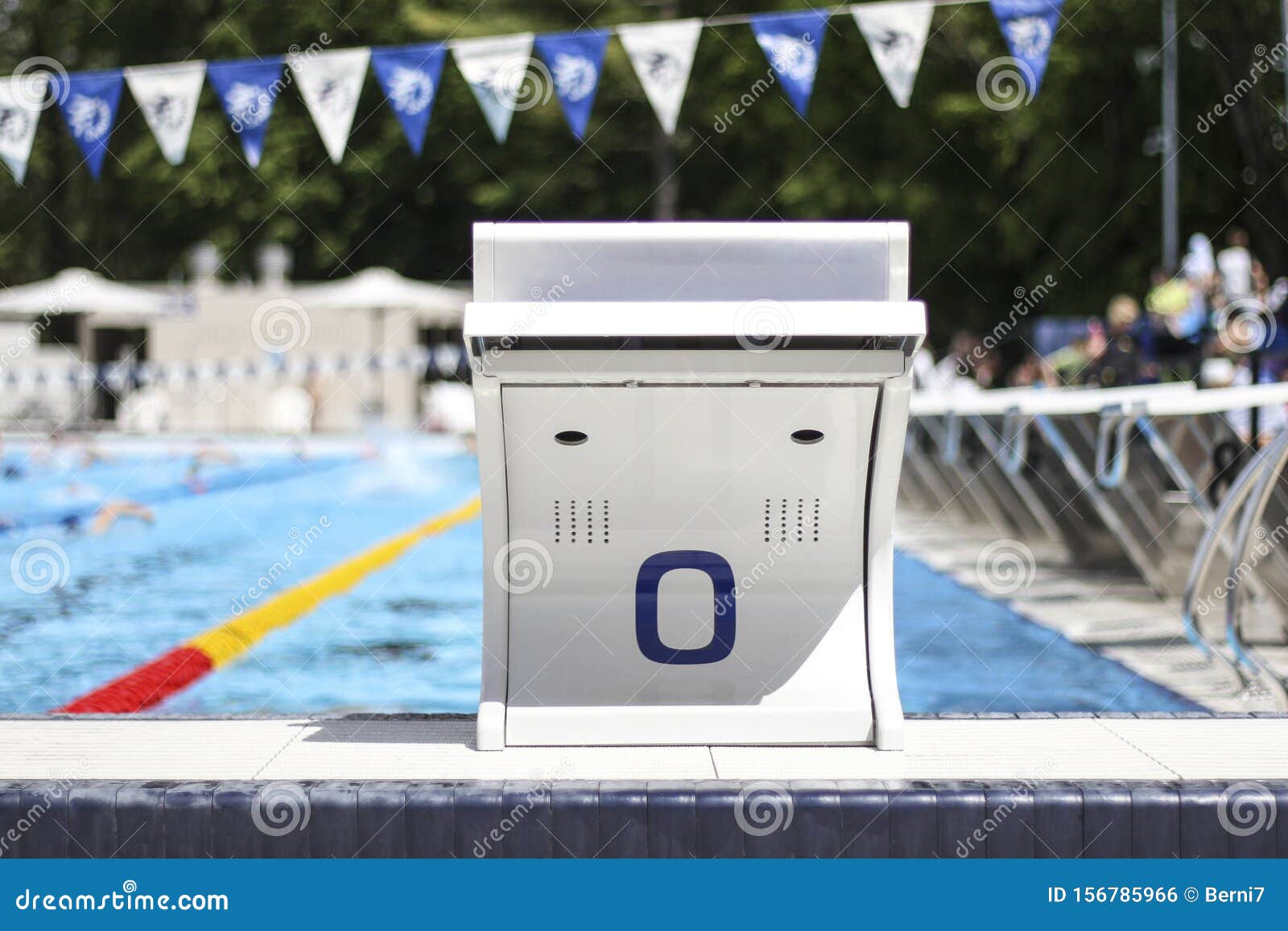 Swimming Block with the Number 0 by the Swimming Pool Stock Photo ...