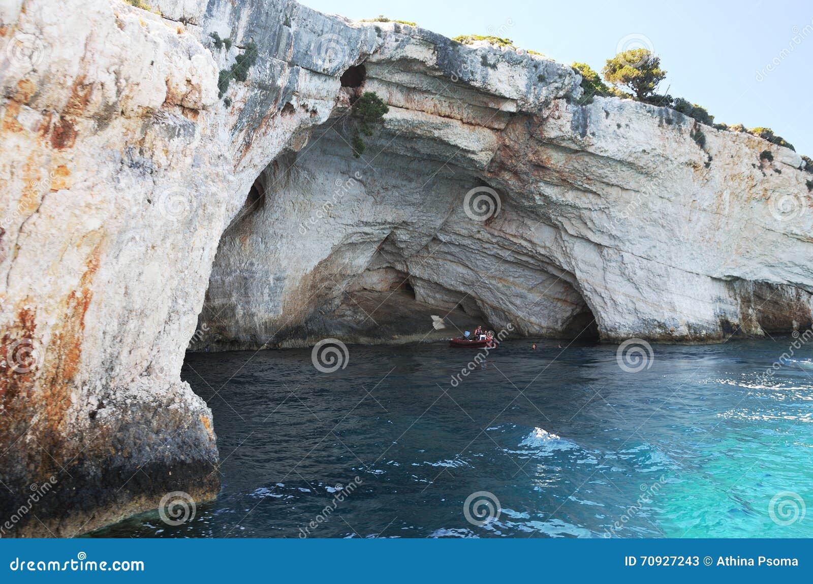 Blue Caves And Blue Water Of Ionian Sea On Island Zakynthos In Greece ...