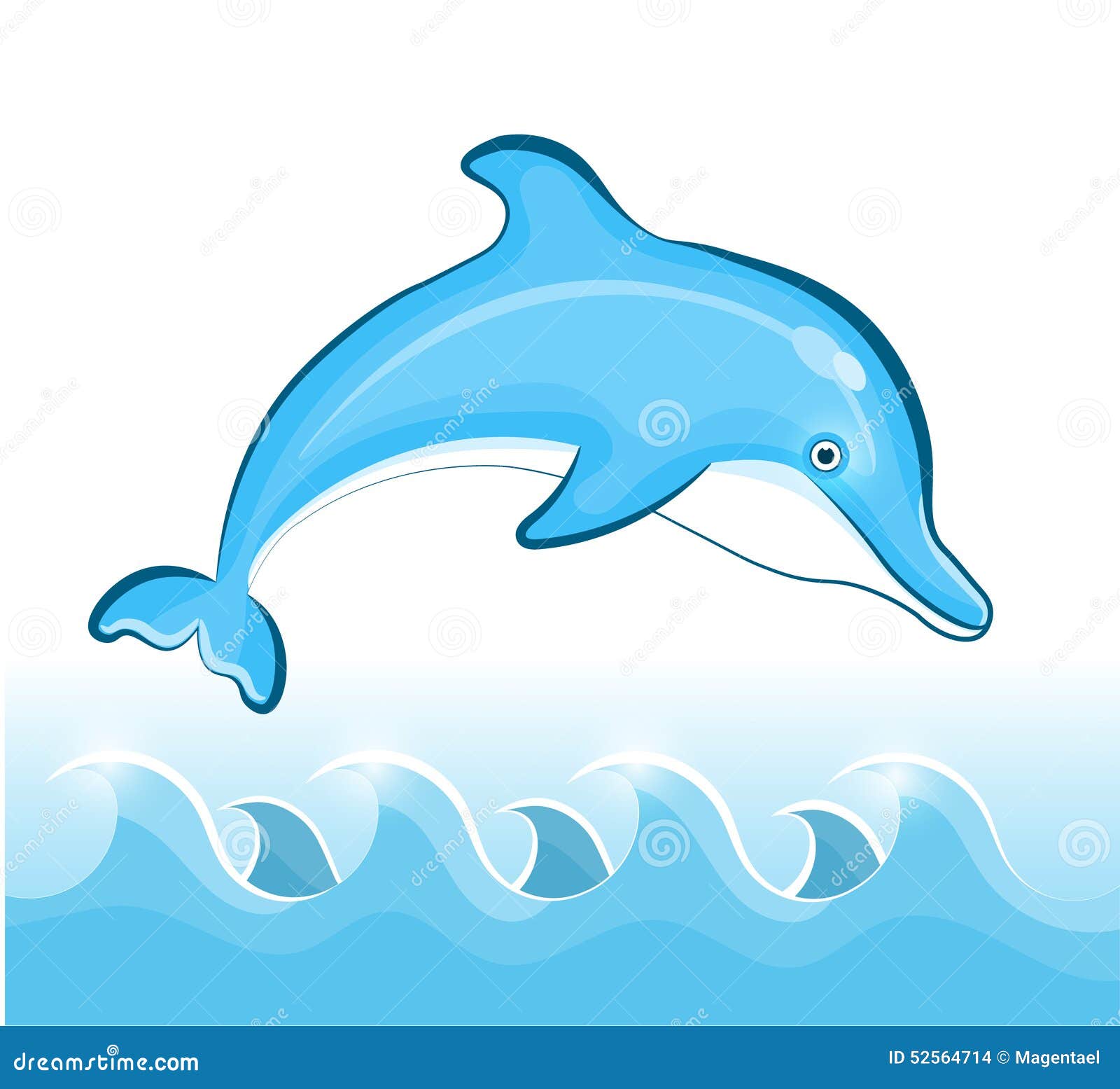 Swimming Dolphin. Vector Illustration Stock Vector - Illustration of ...