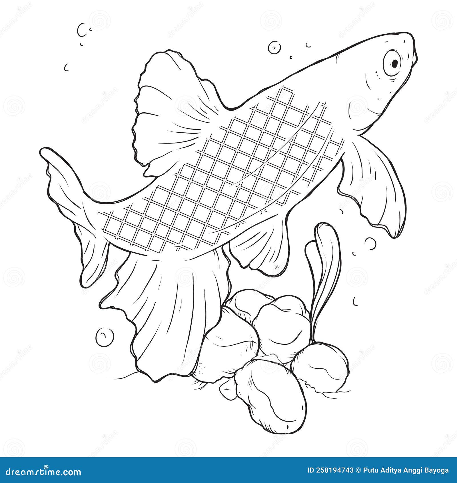 Swimming Fish Coloring Page Stock Vector - Illustration of cartoon ...