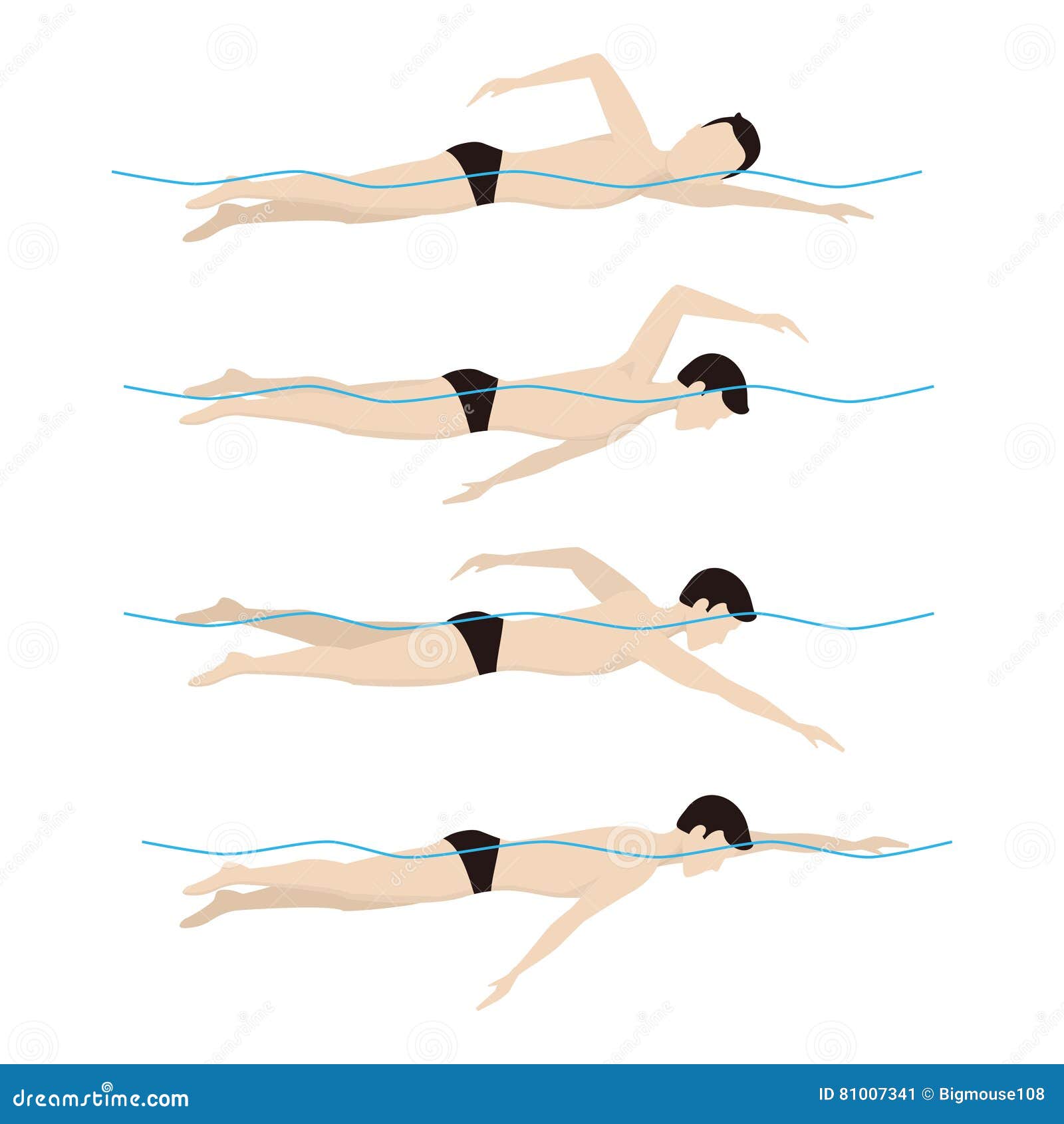 Swimming Free Style. Vector Stock Vector - Illustration of professional ...
