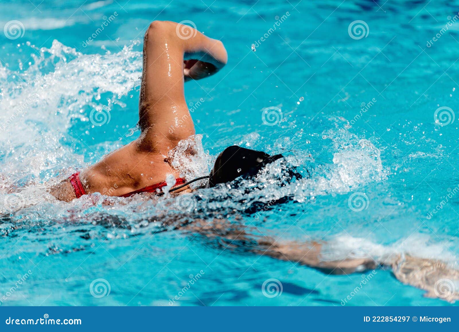 Swimming front crawl stock image. Image of adults, desaturated - 222854297