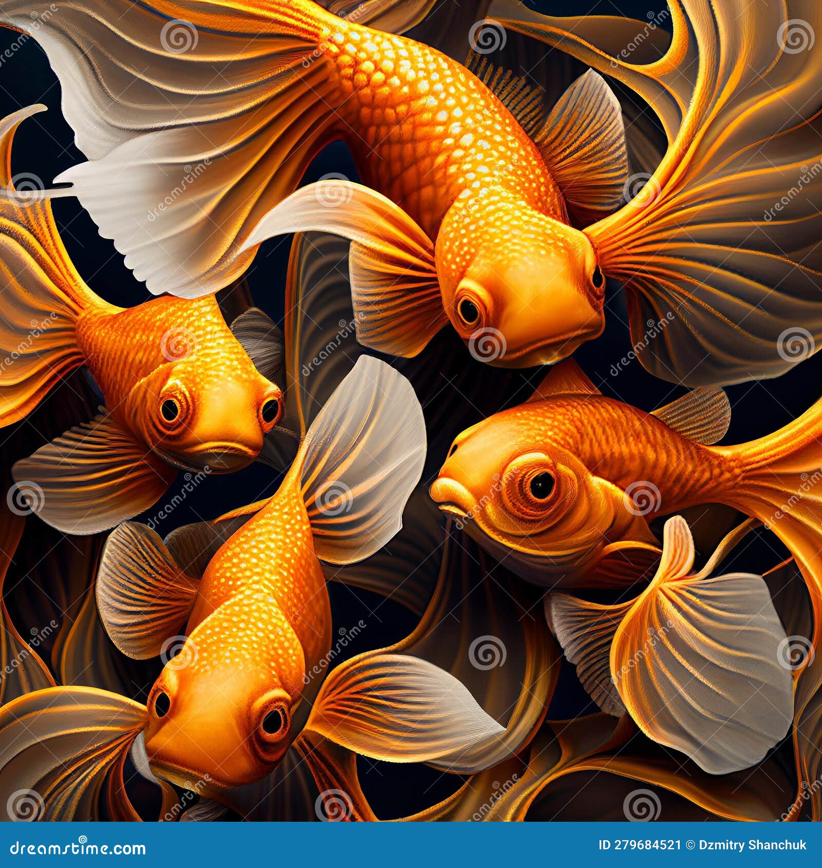 Swimming Goldfish Background Generative AI Stock Illustration ...