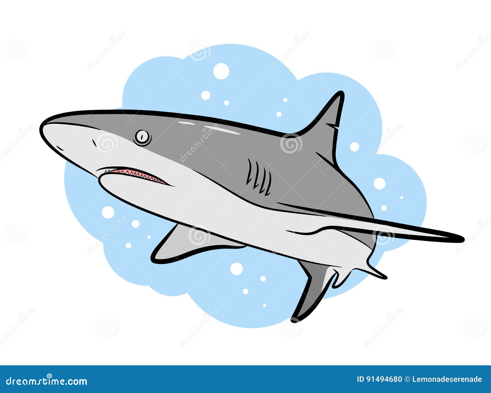 Swimming Grey Shark Vector Cartoon Stock Vector - Illustration of shark ...