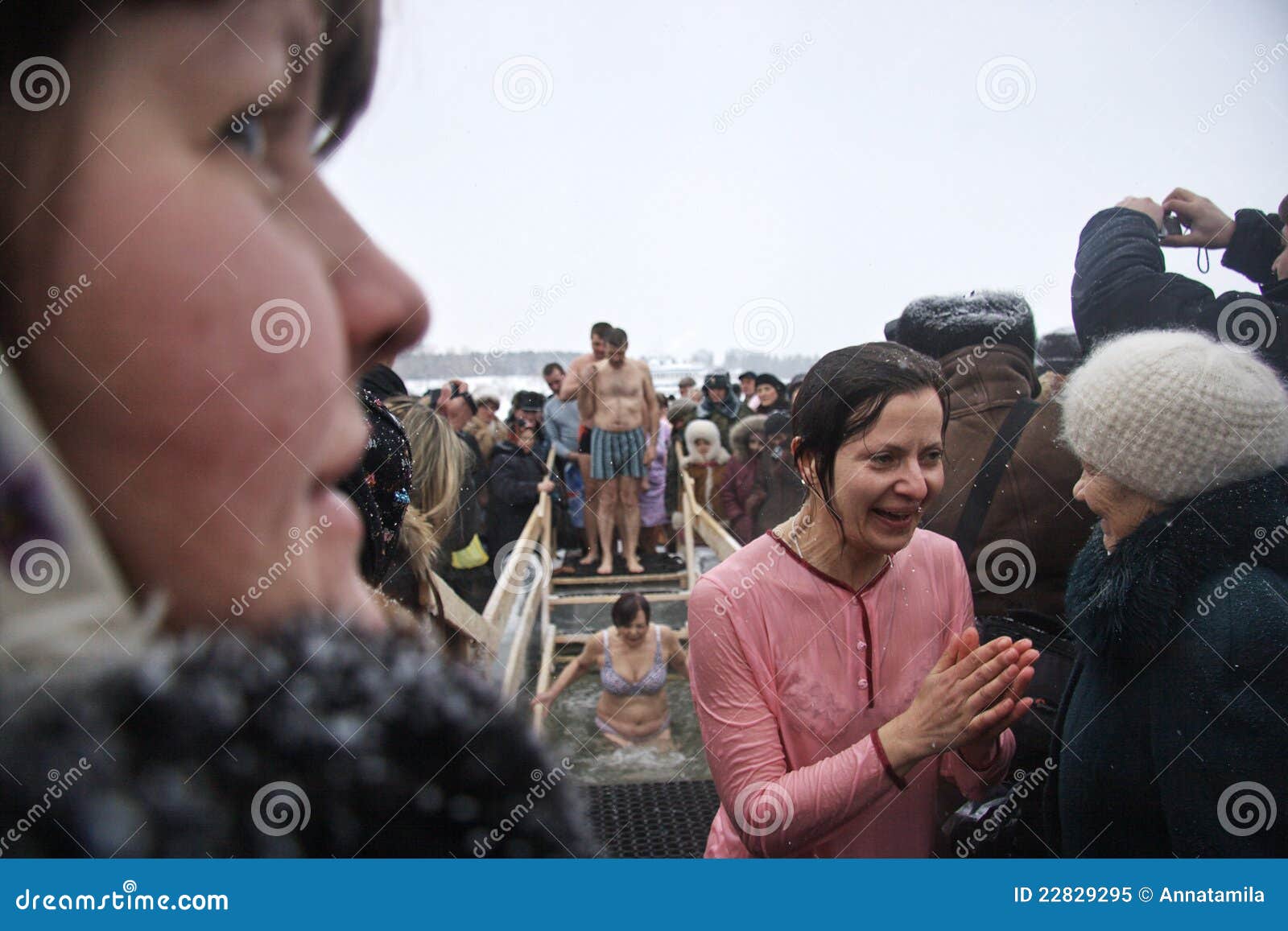 Swimming in the Ice-hole on Epiphany Editorial Image - Image of ...