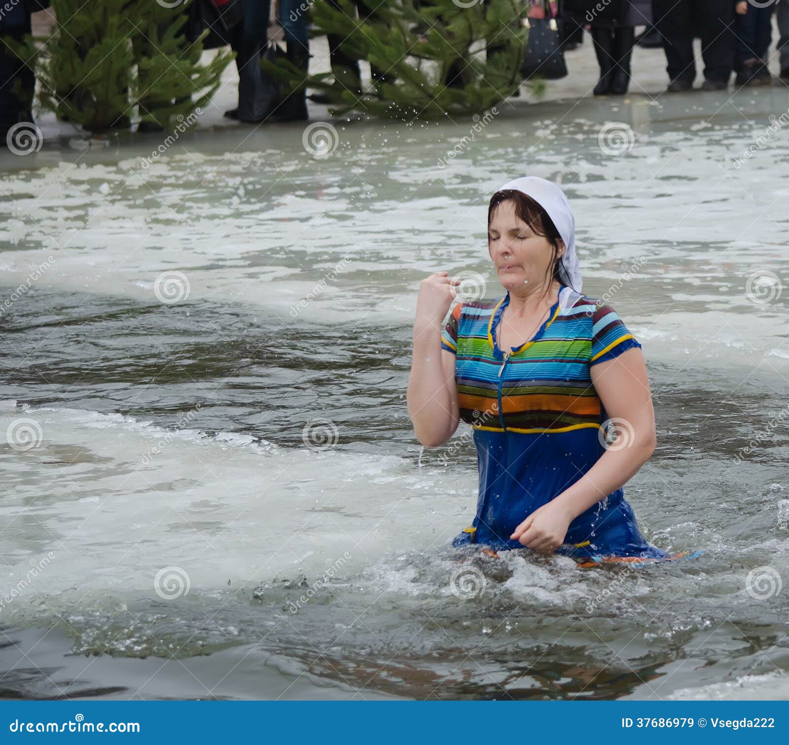 Swimming in the Ice-hole. Feast of the Epiphany Editorial Stock Image ...