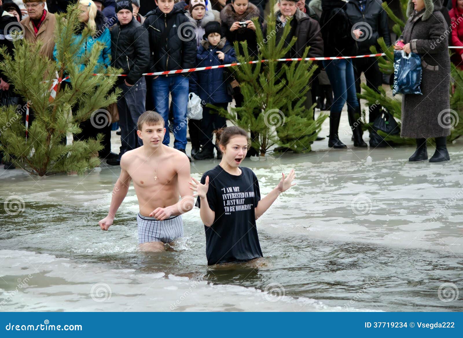 Swimming in the Ice-hole. Feast of the Epiphany Editorial Stock Image ...