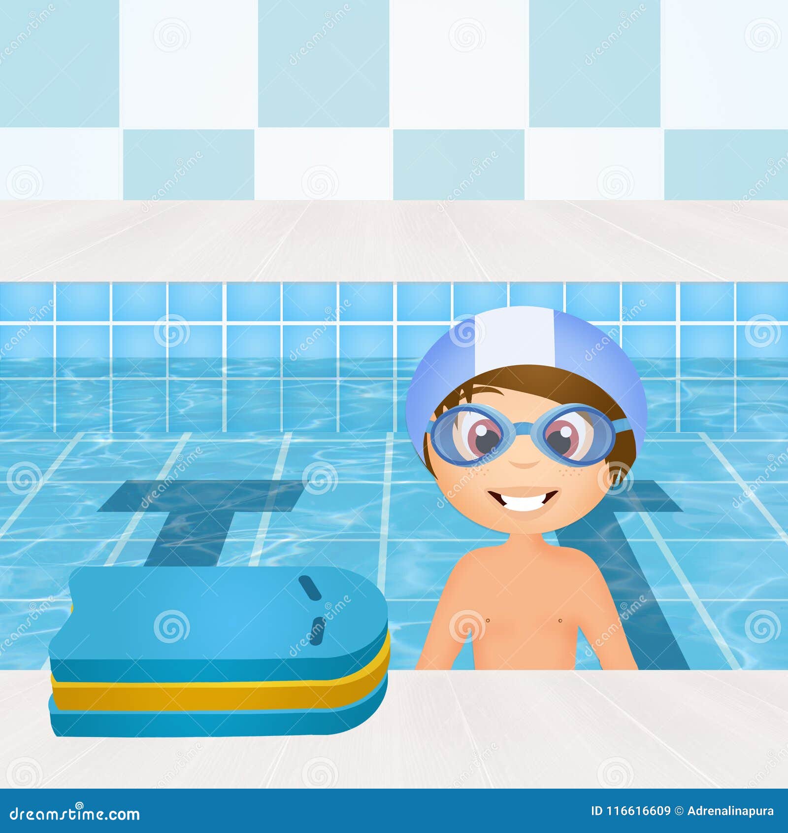 Swimming Lessons for Children Stock Illustration - Illustration of ...