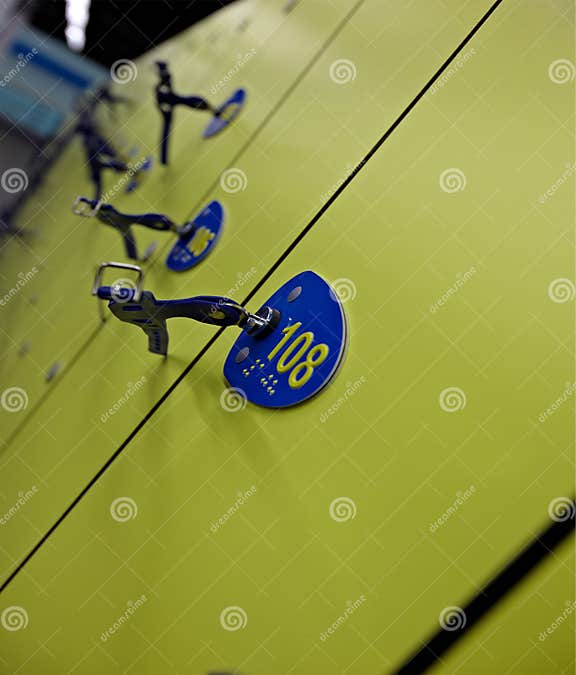 Swimming lockers with keys stock image. Image of closet - 20582953