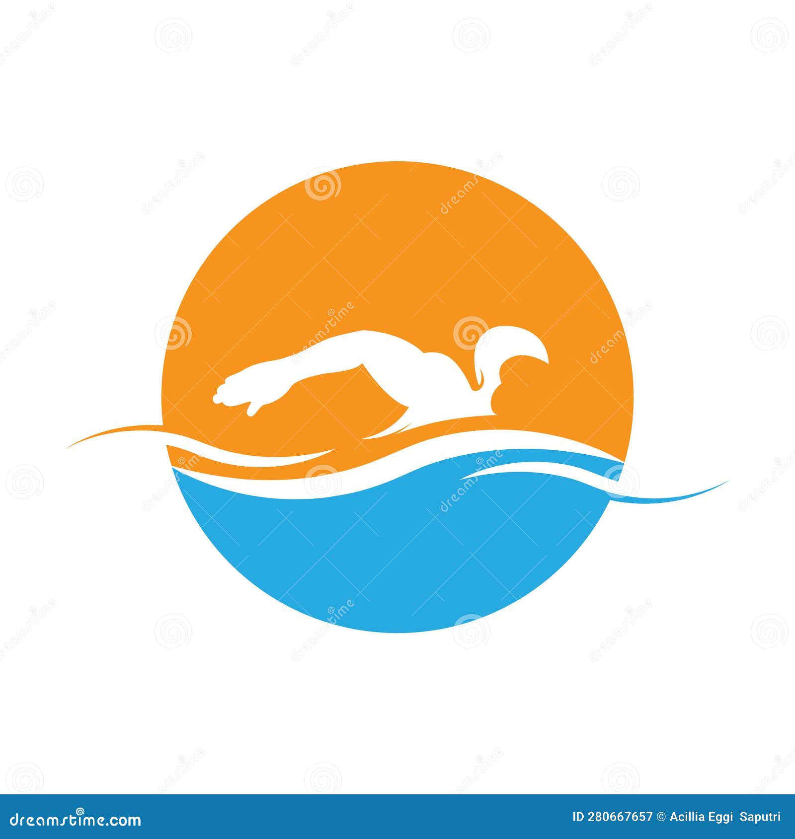 Swimming Logo. Swimmer Icon with Caption Stock Illustration ...