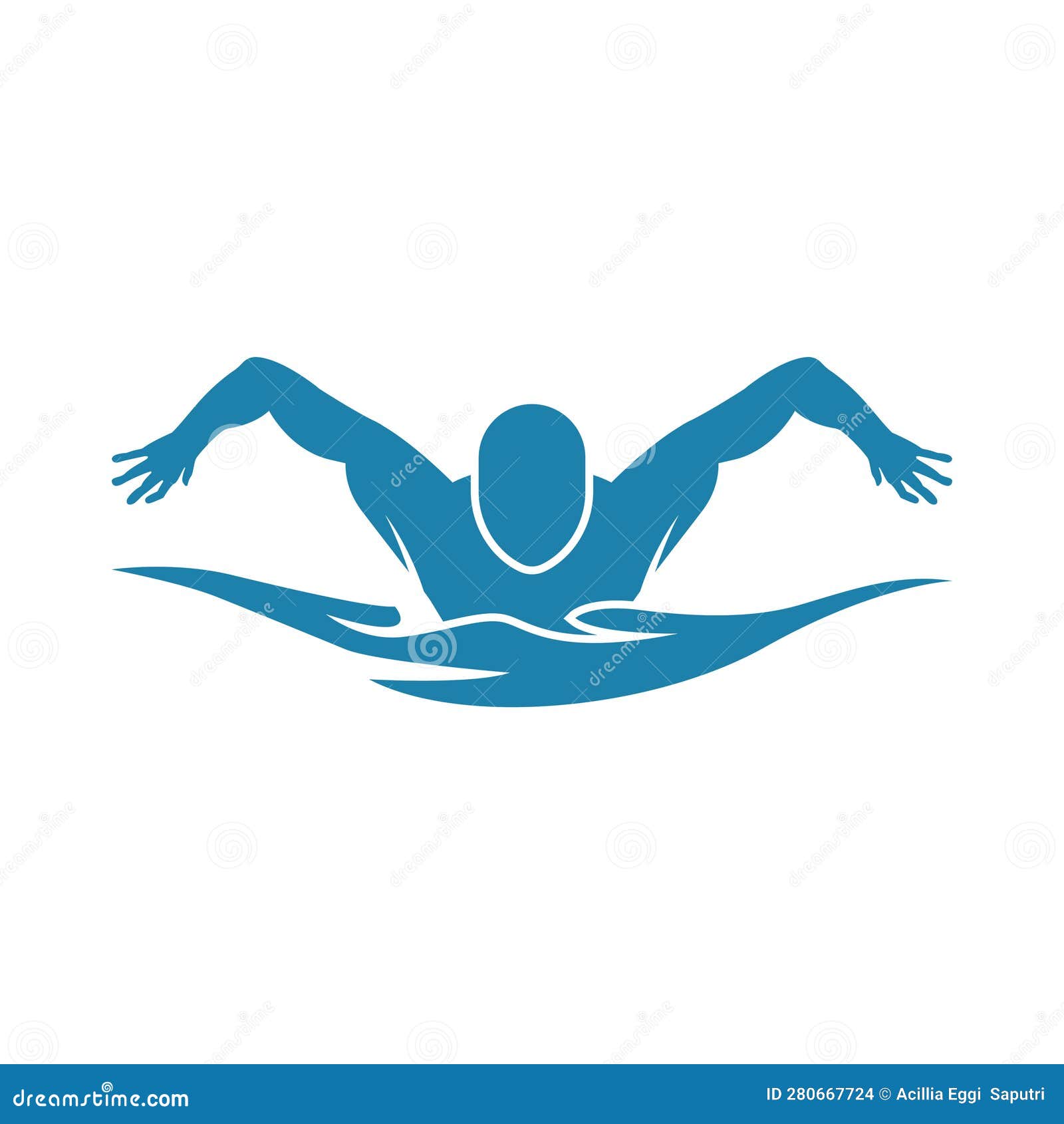 Swimming Logo. Swimmer Icon with Caption Stock Illustration ...