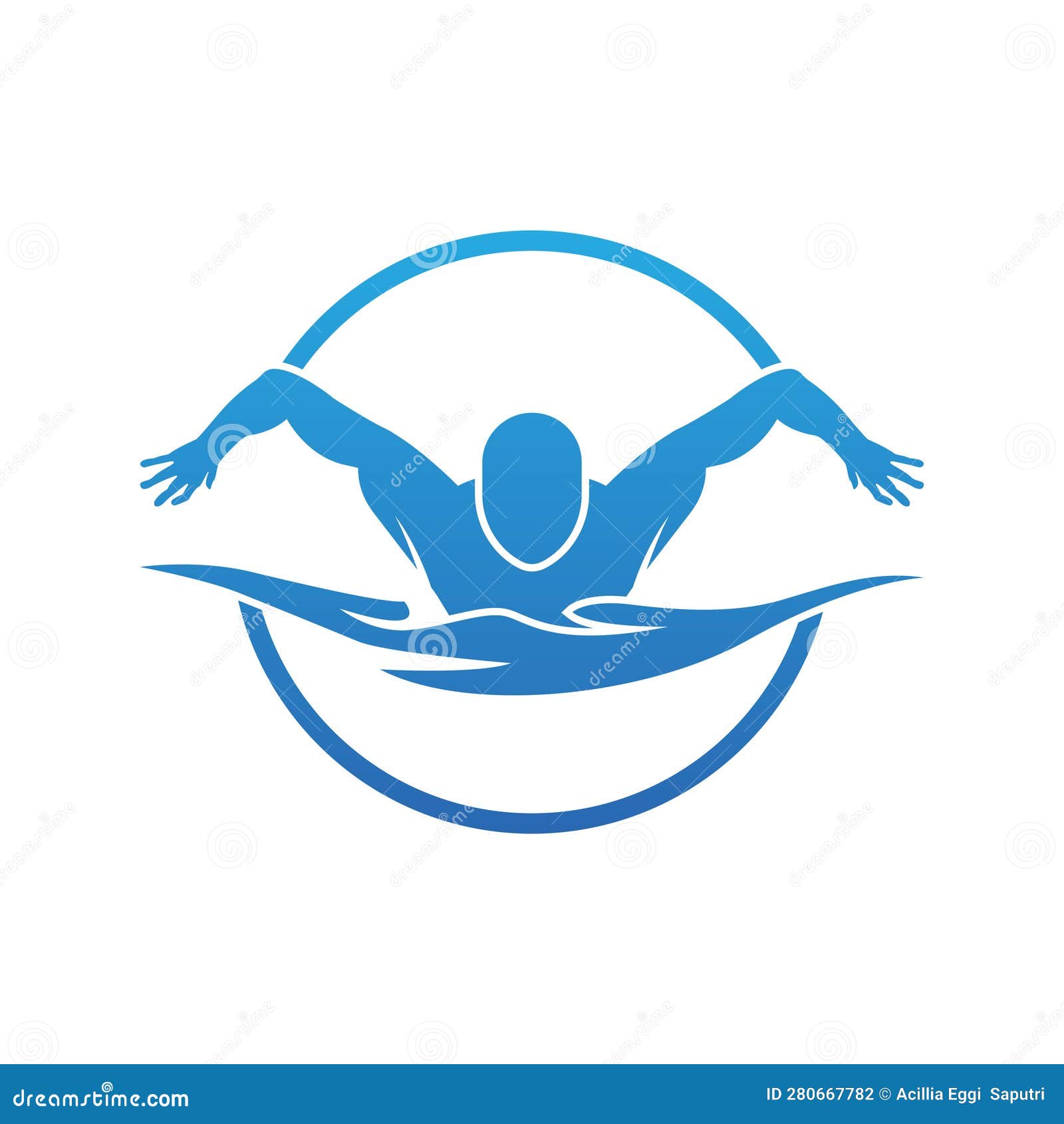 Swimming Logo. Swimmer Icon with Caption Stock Vector - Illustration of ...