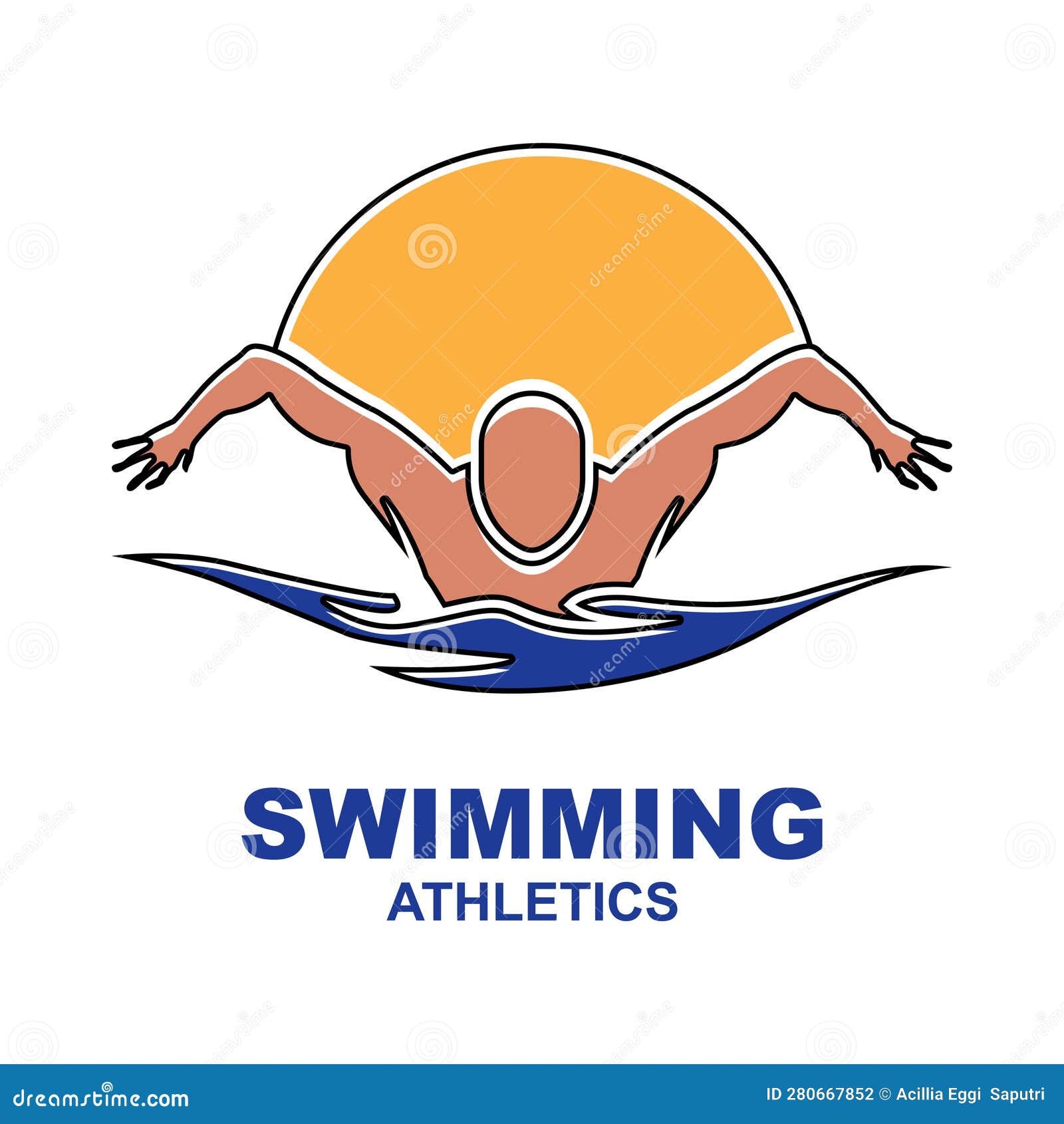 Swimming Logo. Swimmer Icon with Caption Stock Vector - Illustration of ...