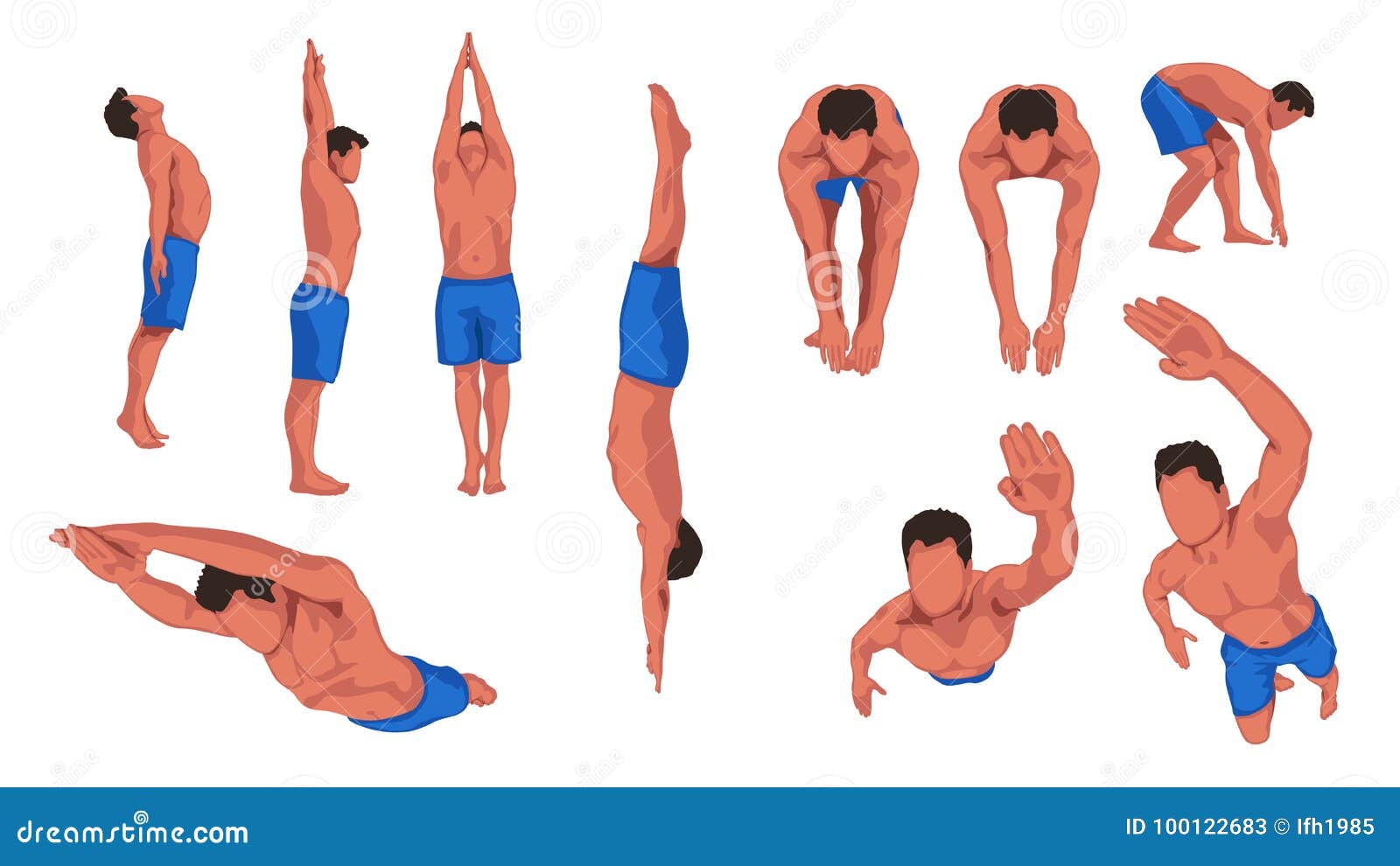 Swimming man set stock vector. Illustration of athlete - 100122683