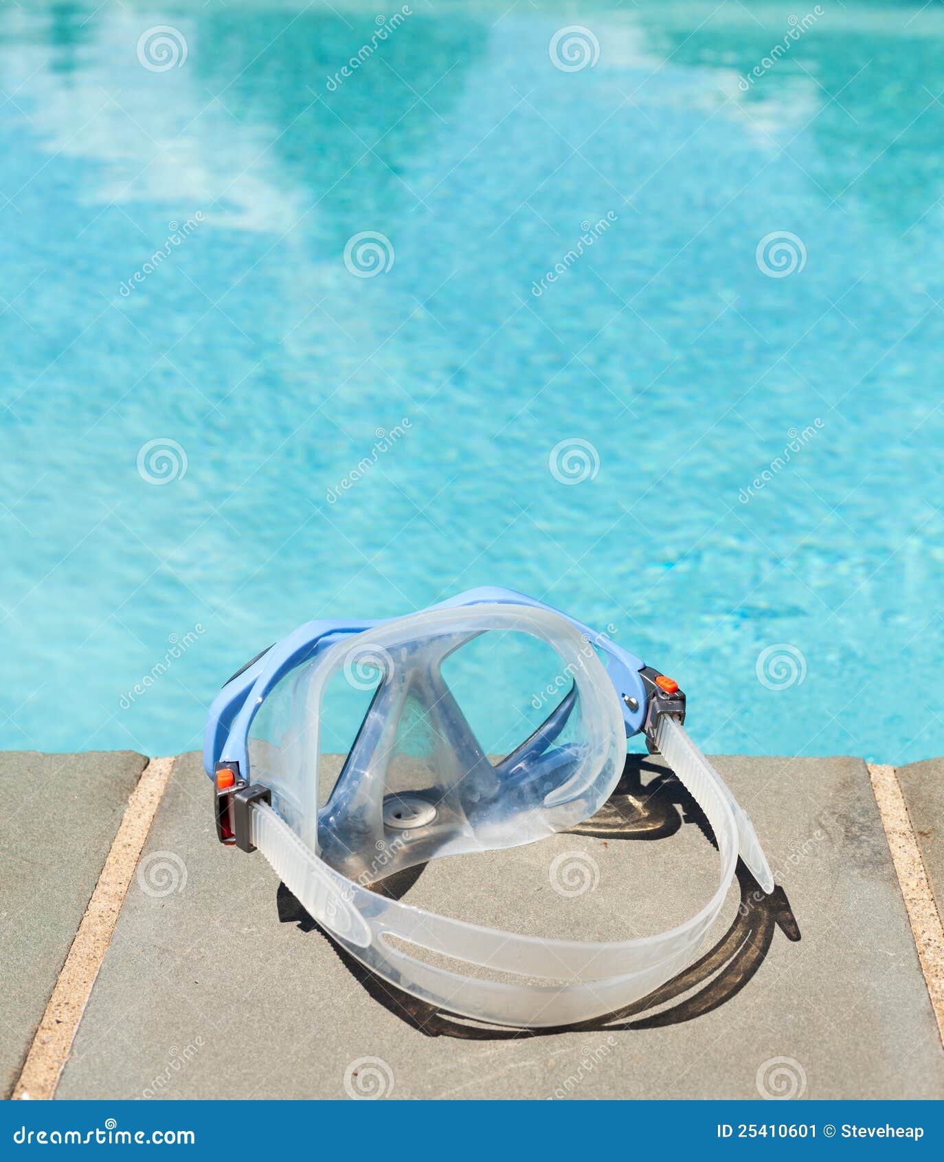 Swimming Mask by Side of Blue Pool Stock Image - Image of summertime ...
