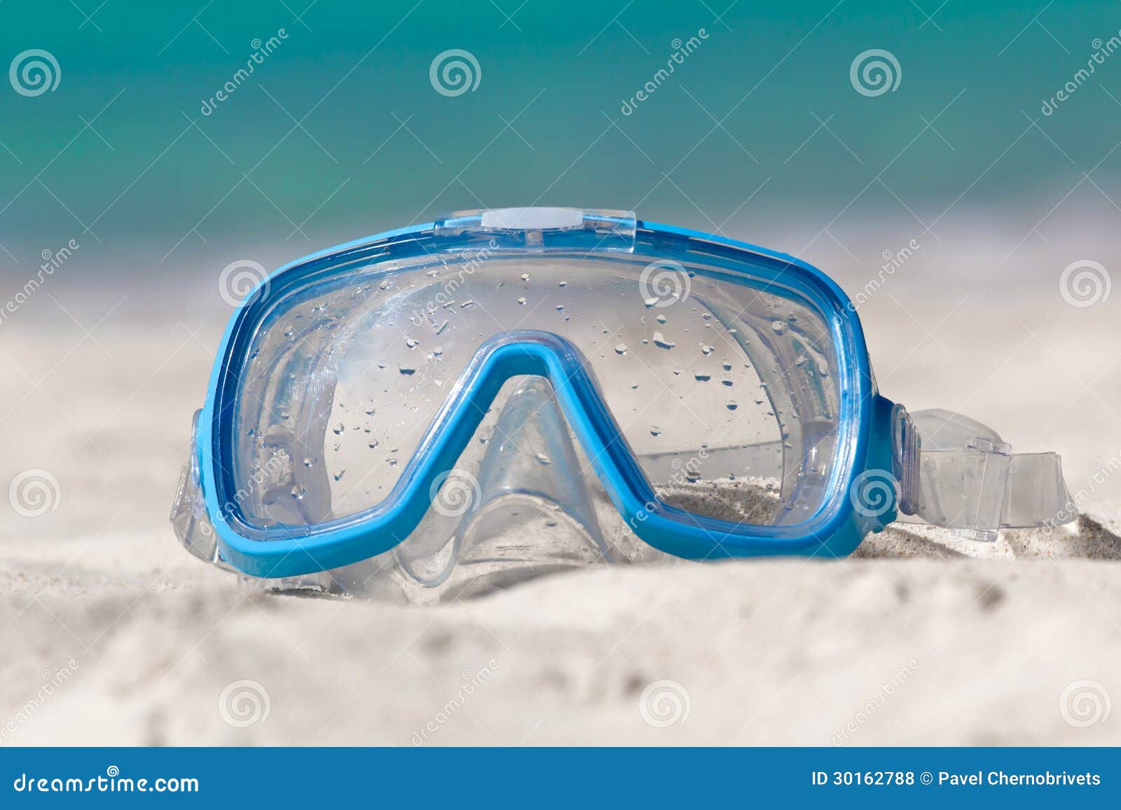 Swimming Mask on White Sand on Tropical Beach Stock Photo - Image of ...