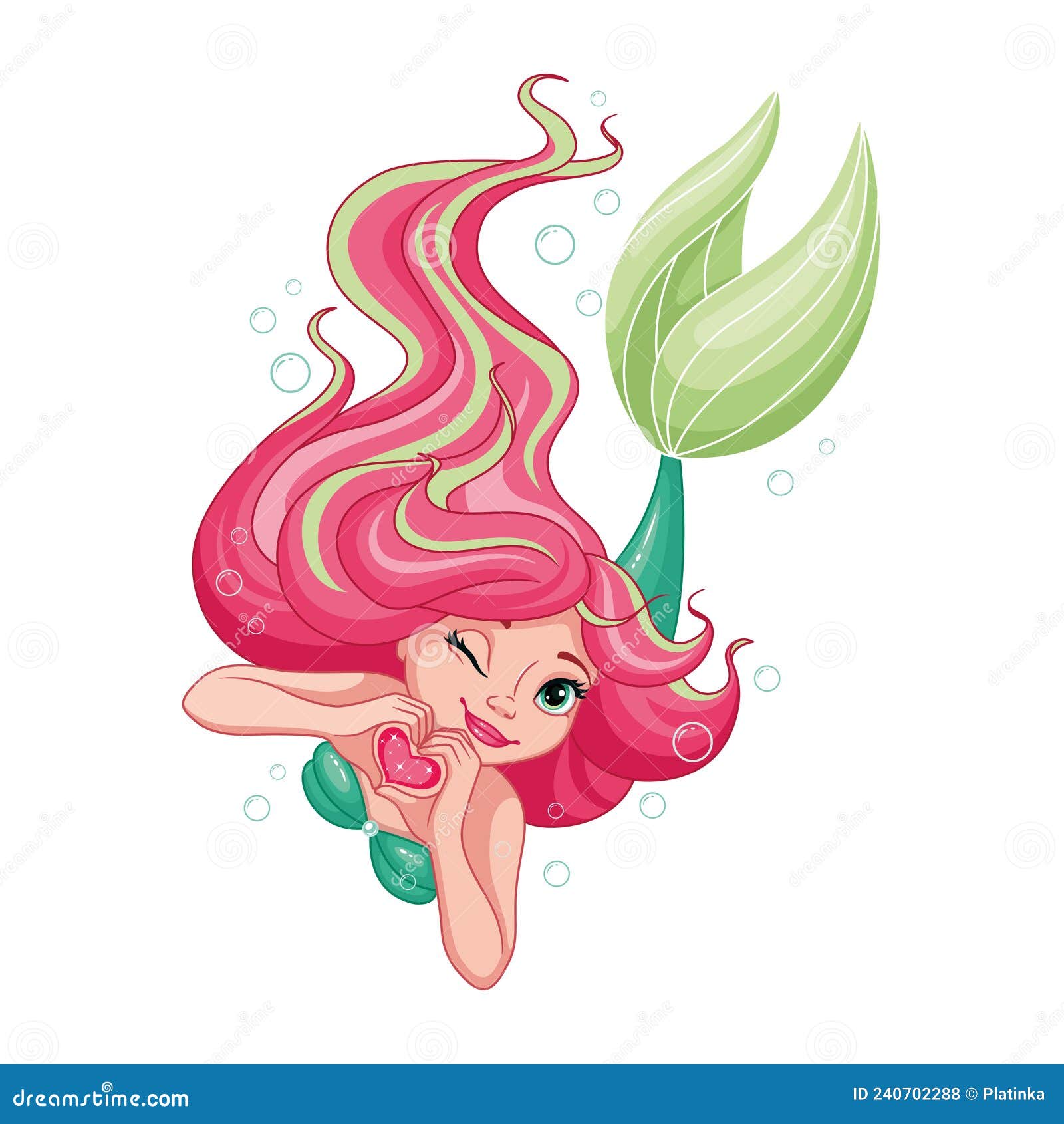 Swimming Mermaid. Cartoon Vector Illustration Stock Vector ...