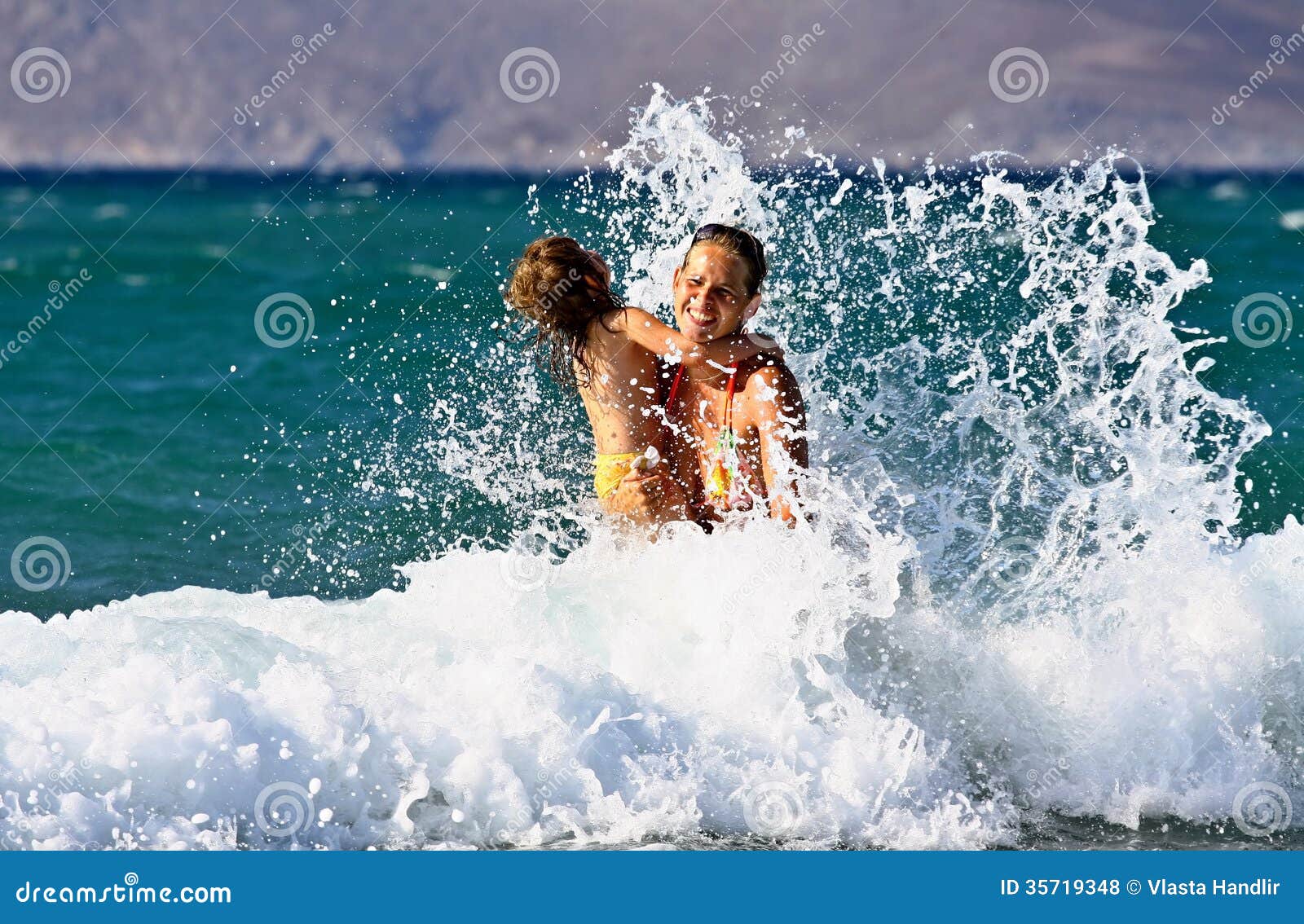 Swimming in the Ocean Waves Stock Photo - Image of people, daughter ...