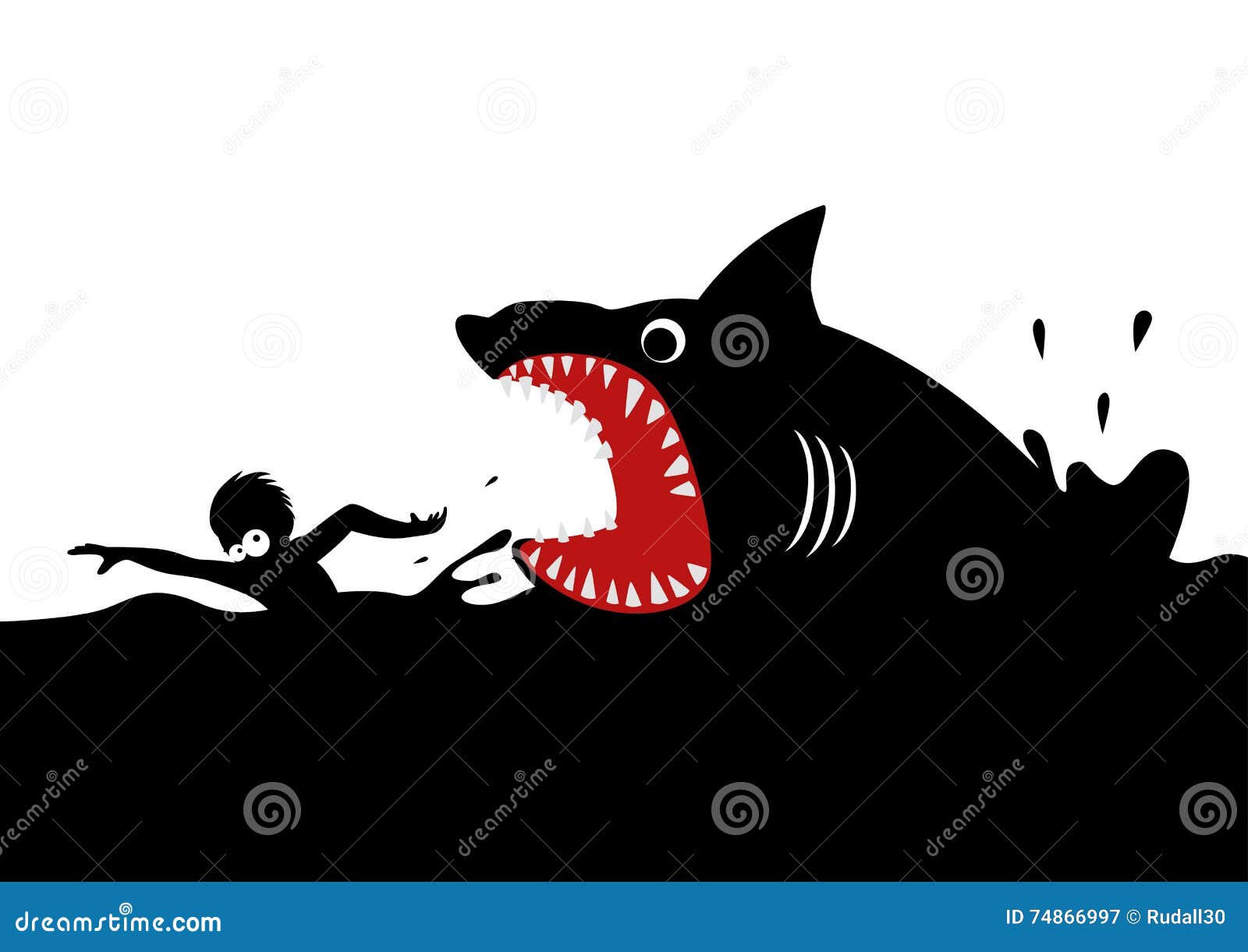 Swimming Panicly Avoiding Shark Attacks Stock Vector - Illustration of ...